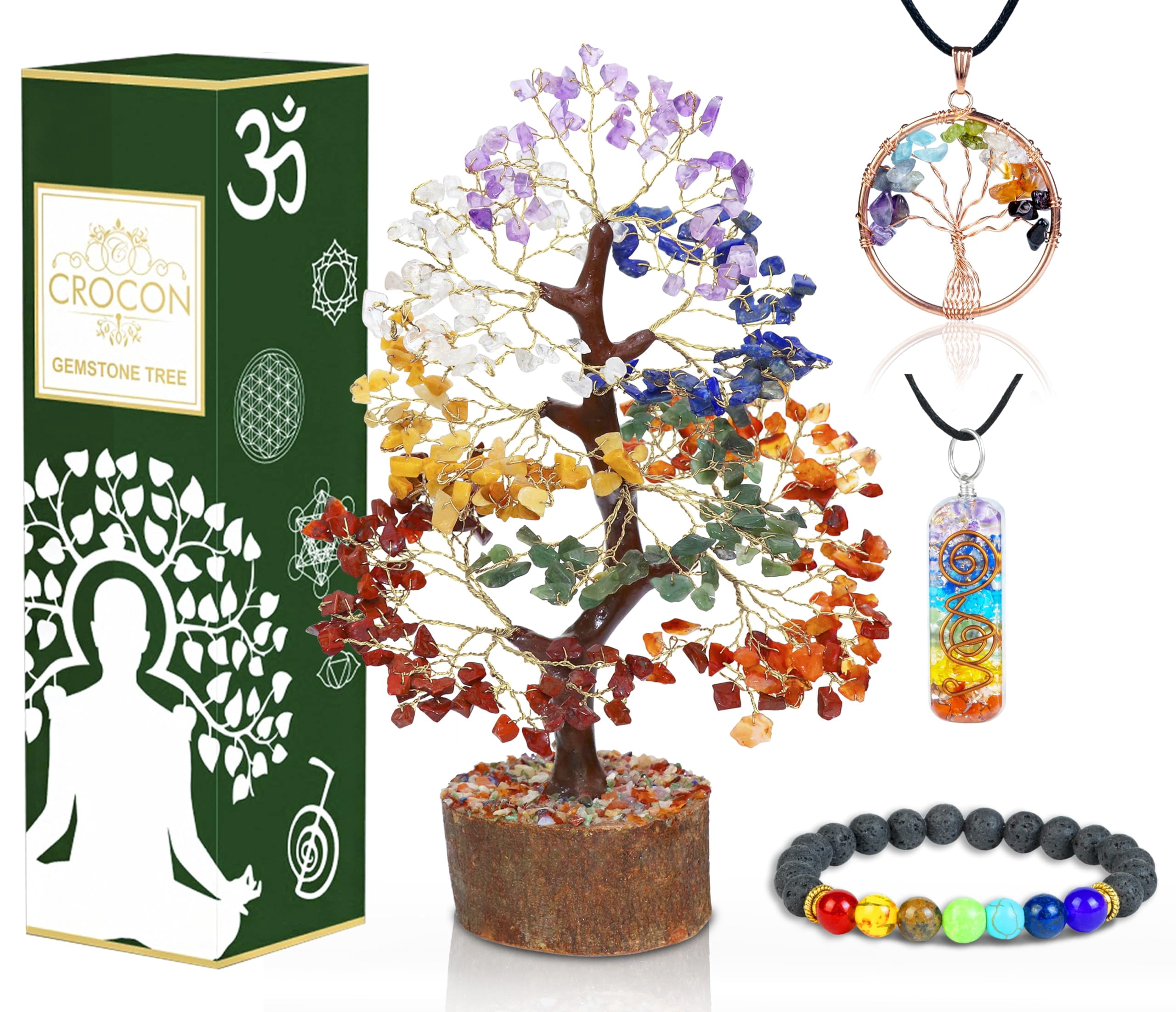 Seven Chakra Tree of Life - Crystal Tree for Positive Energy - Tree of ...
