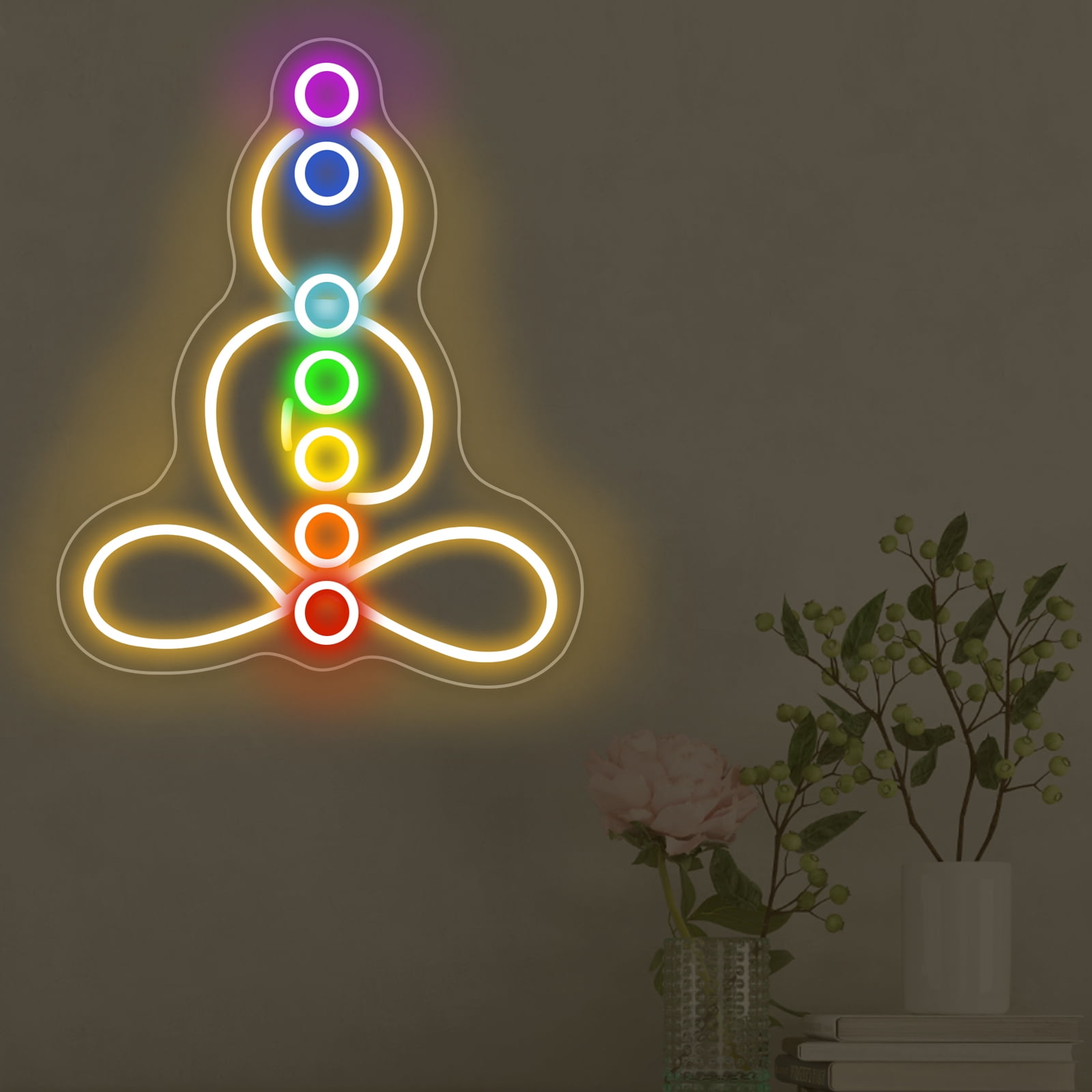 Seven Chakras Meditation Neon Sign Custom Yoga Studio Logo LED Sign ...