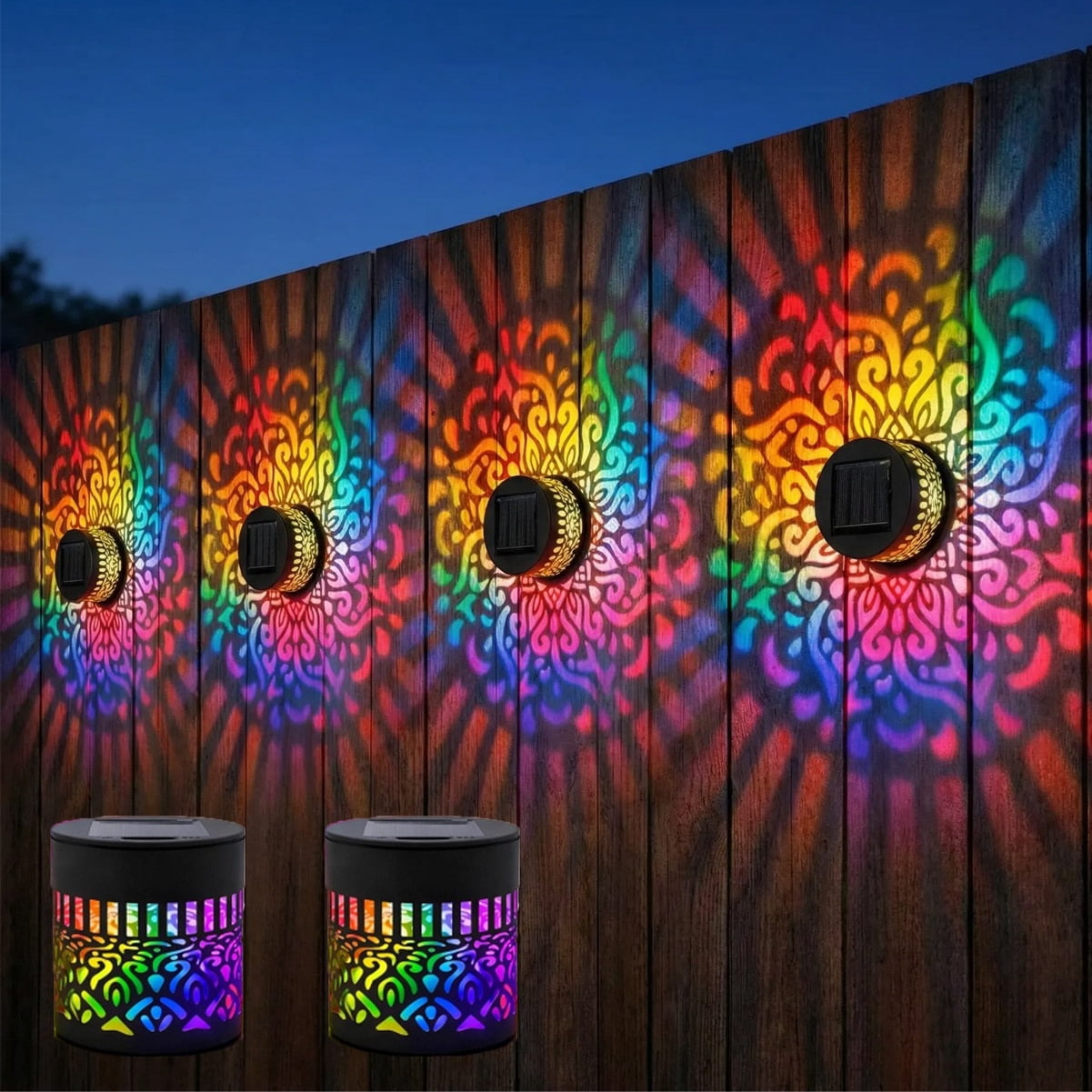 Seven-Color Changing Solar Mandala Projection Wall Light Decorative ...