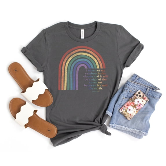 Seven Color Christian Rainbow Shirt, Christian Rainbow Bible Verse Tee ...