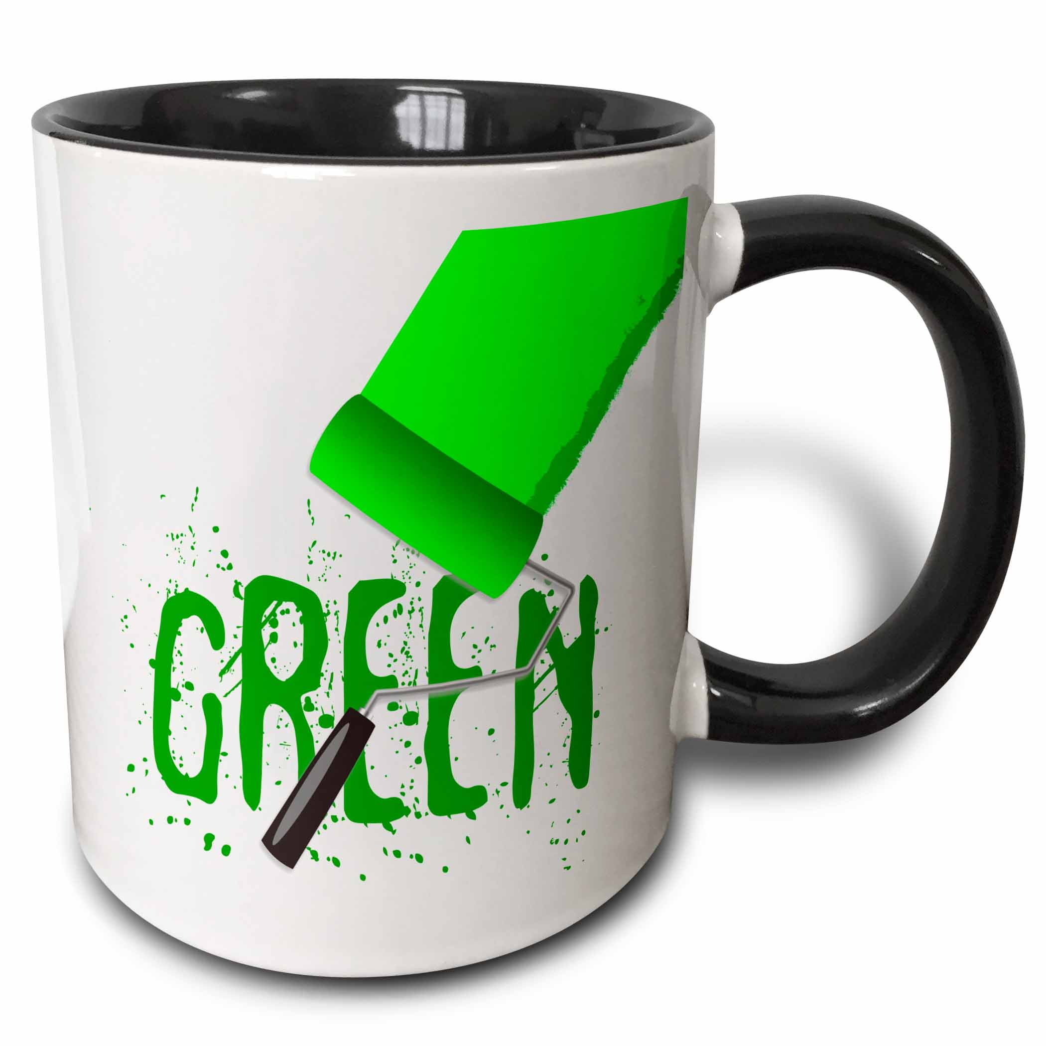 Seven Colors Of Rainbow - Green text and paint roller on white 11oz Two ...