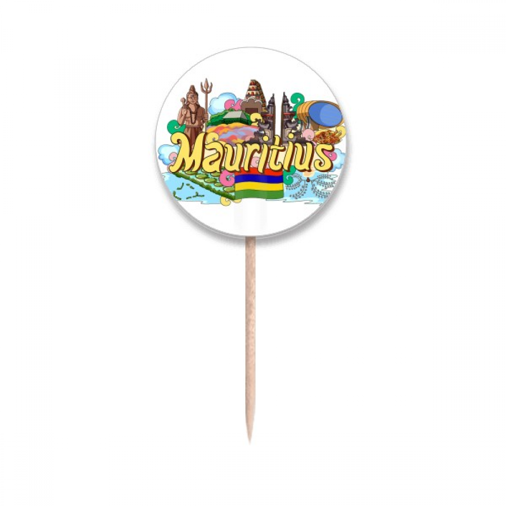 Seven Coloured Earth Mauritius Graffiti Toothpick Flags Round Labels ...