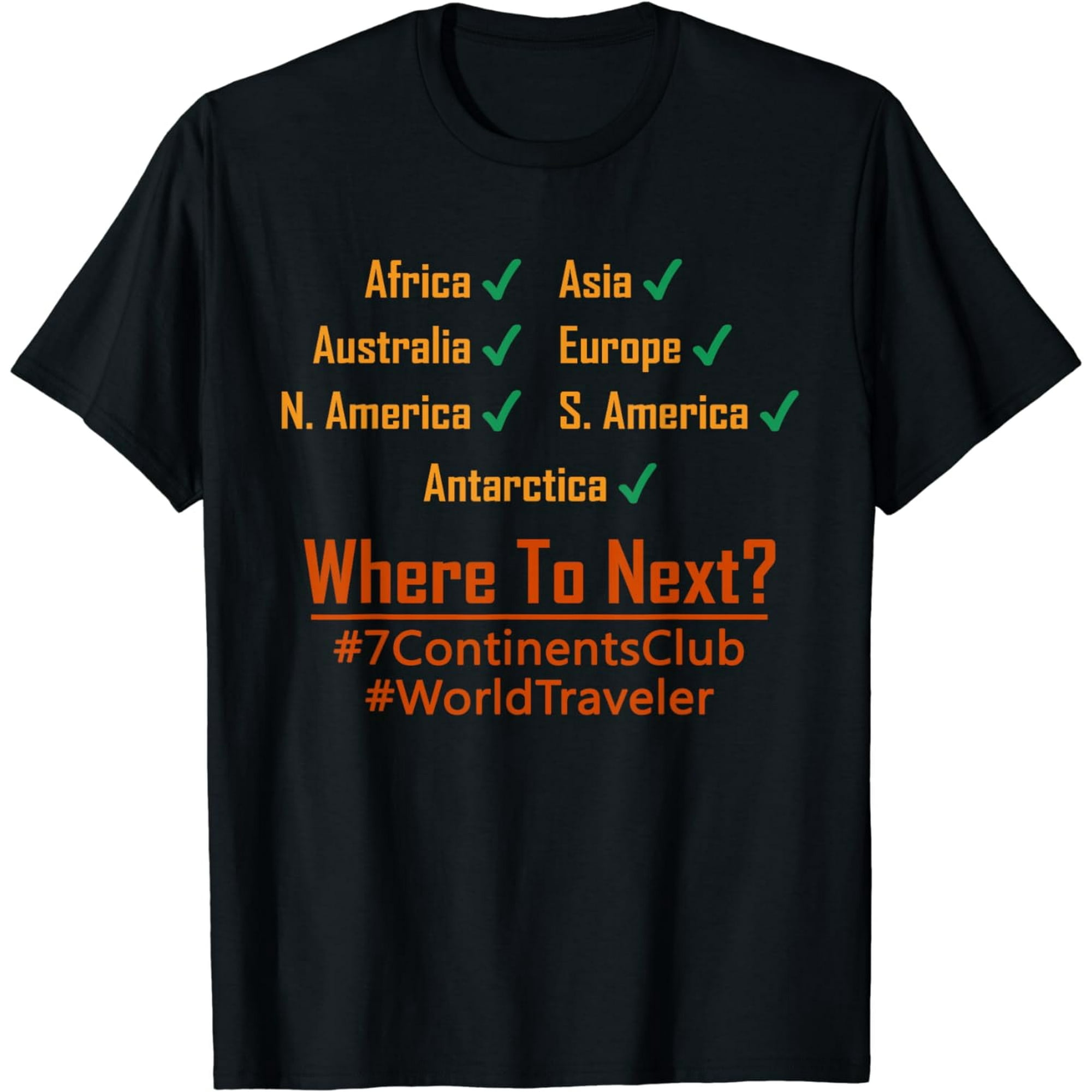 Seven Continents World Traveler Checklist Unisex Short Sleeve Cotton ...