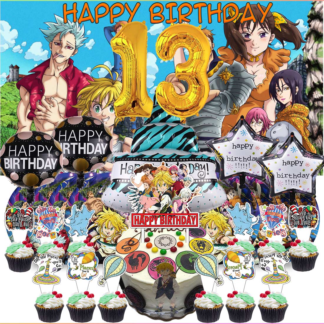 Seven Deadly Sins 13th Tableware Balloons Cake Toppers Backdrop Banner ...