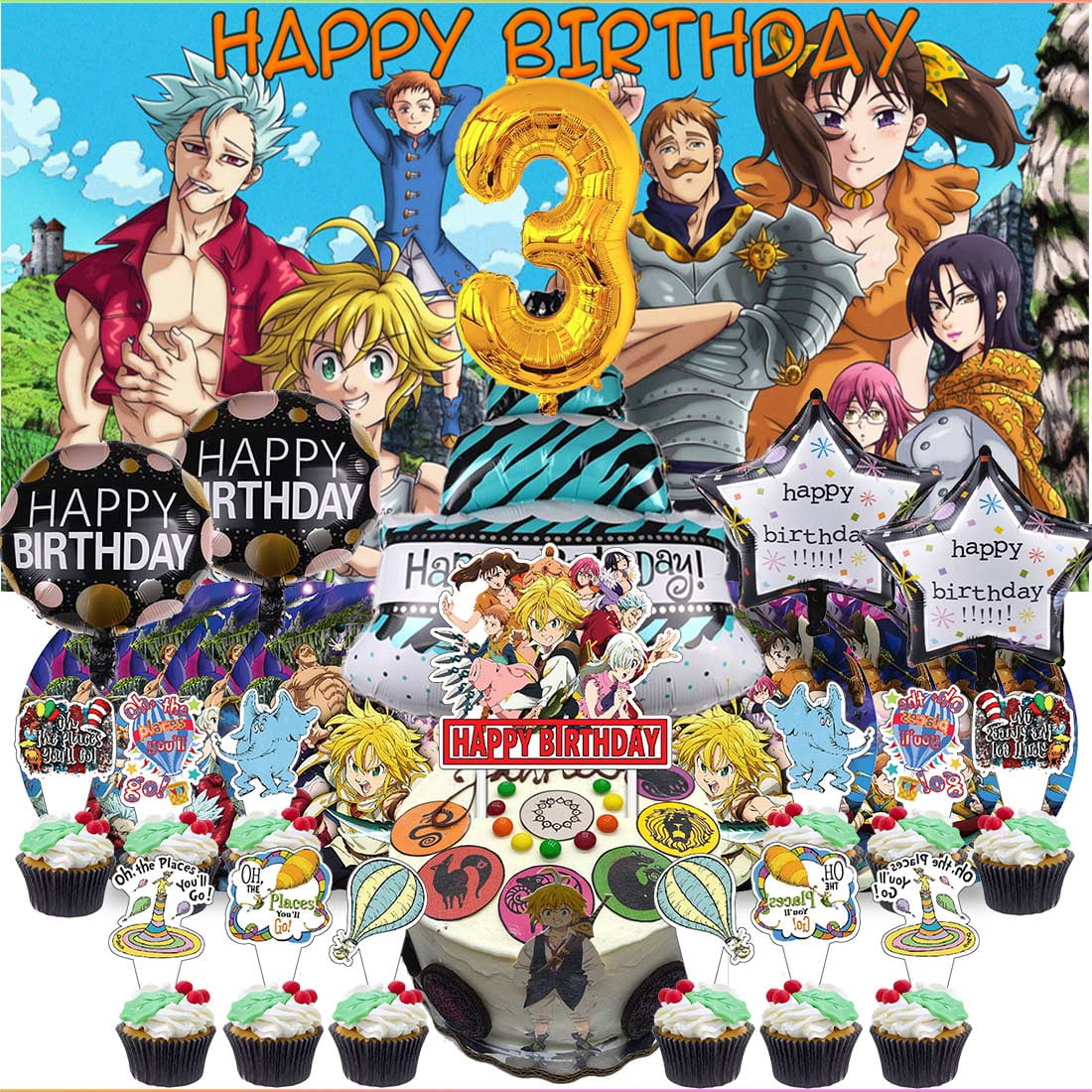 Seven Deadly Sins 3rd Tableware Balloons Cake Toppers Backdrop Banner ...