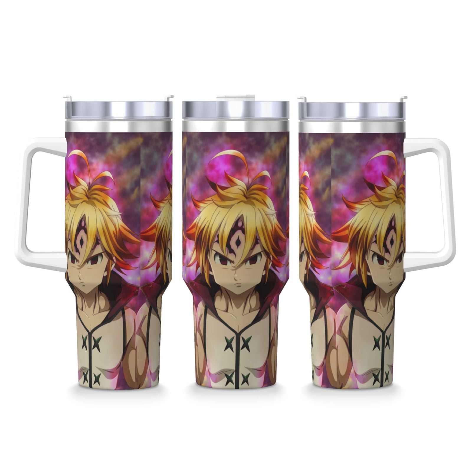 The Seven Deadly Sins 40 OZ Ice Bully Cup with Handle Straw Lid, Double ...