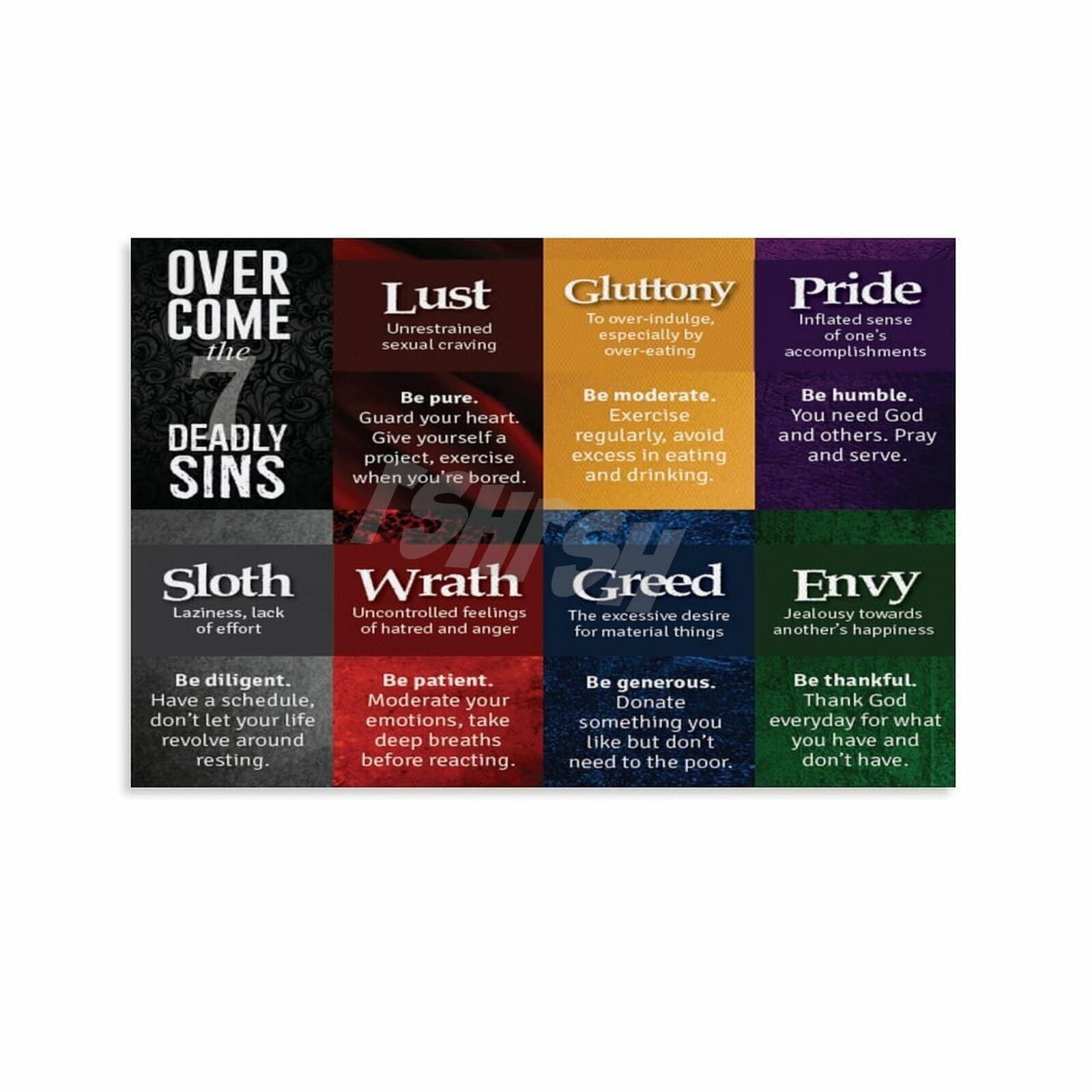 Seven Deadly Sins And Seven Heavenly Virtues Poster Bible Quotes (3 ...
