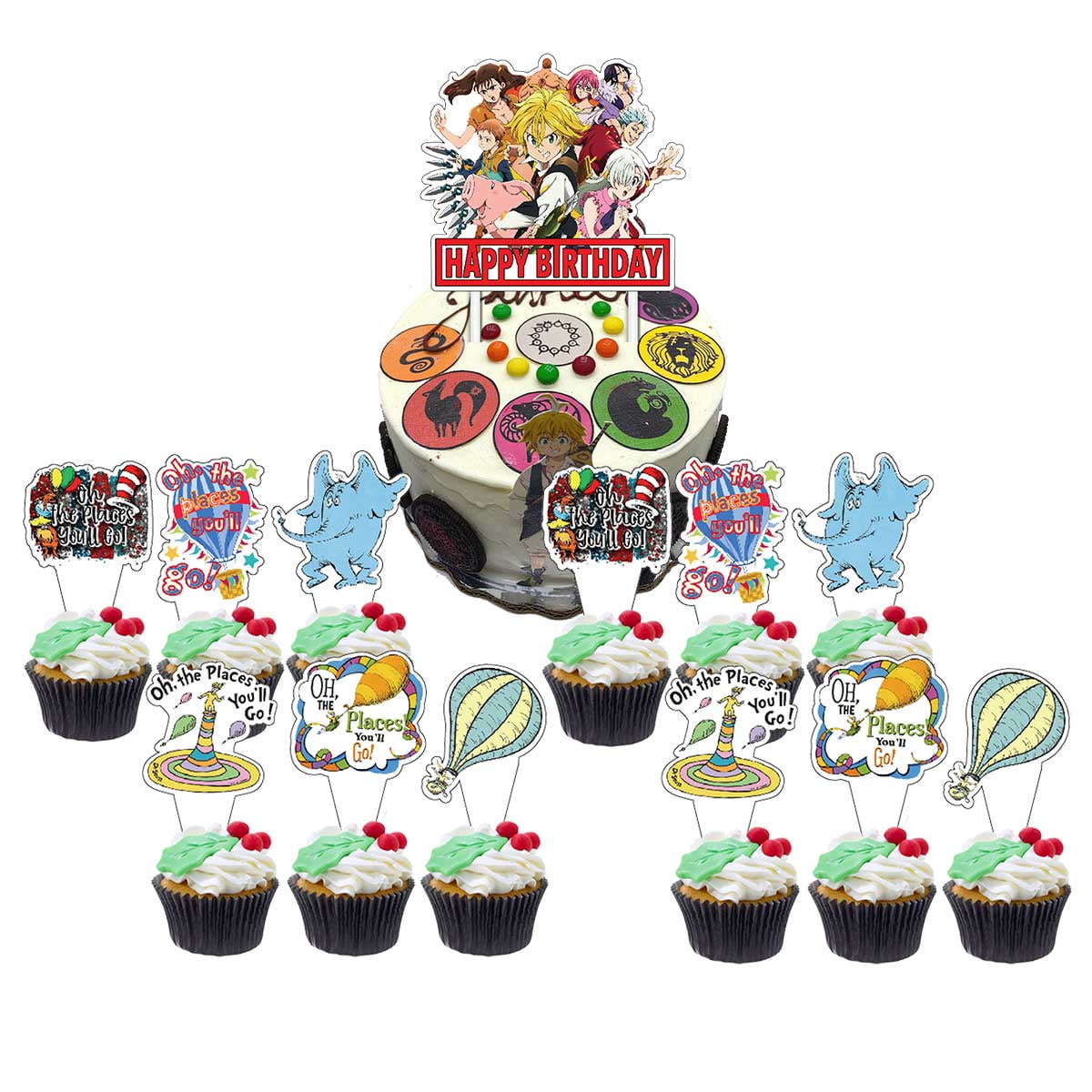 Seven Deadly Sins Cake Topper Cupcake Set Party Supplies Decoration ...