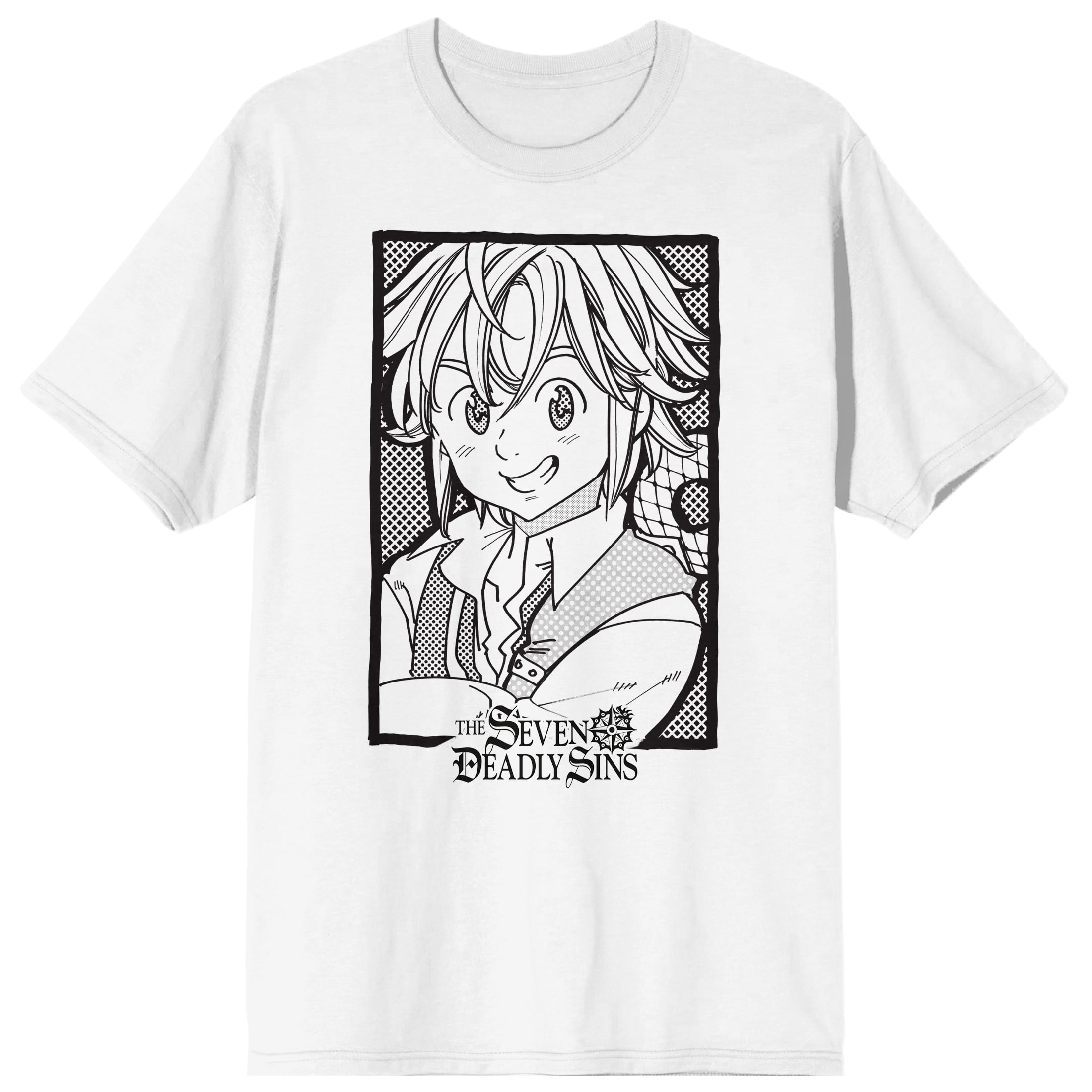 Seven Deadly Sins (Manga) Meliodas in Line Frame Men's White Short ...