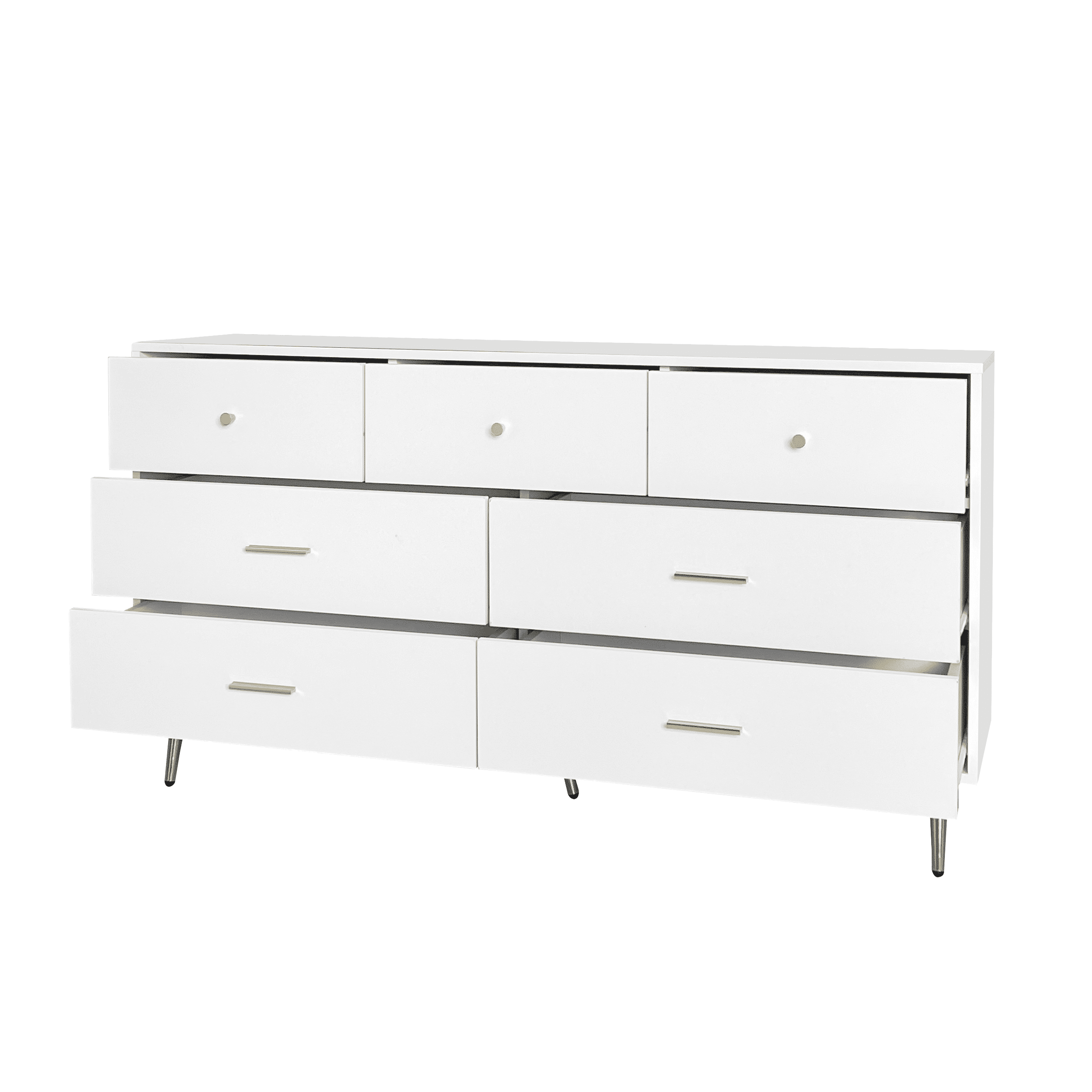 Seven - Drawer Grand Chest of Drawers in Elegant White with Golden ...