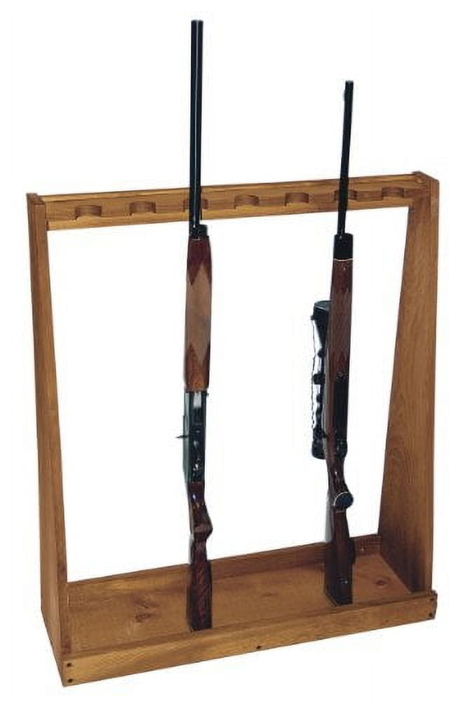 Seven-Gun Wooden Standing Floor Gun Display Rack. Fits Long Guns ...