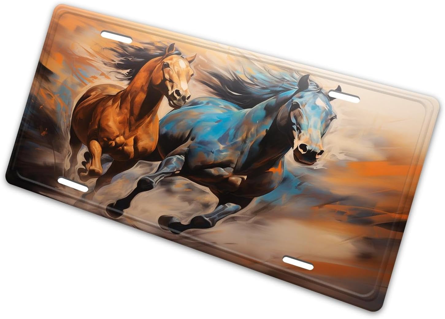 Seven Horses Painting Desert Elegant Pattern License Plate Cover ...