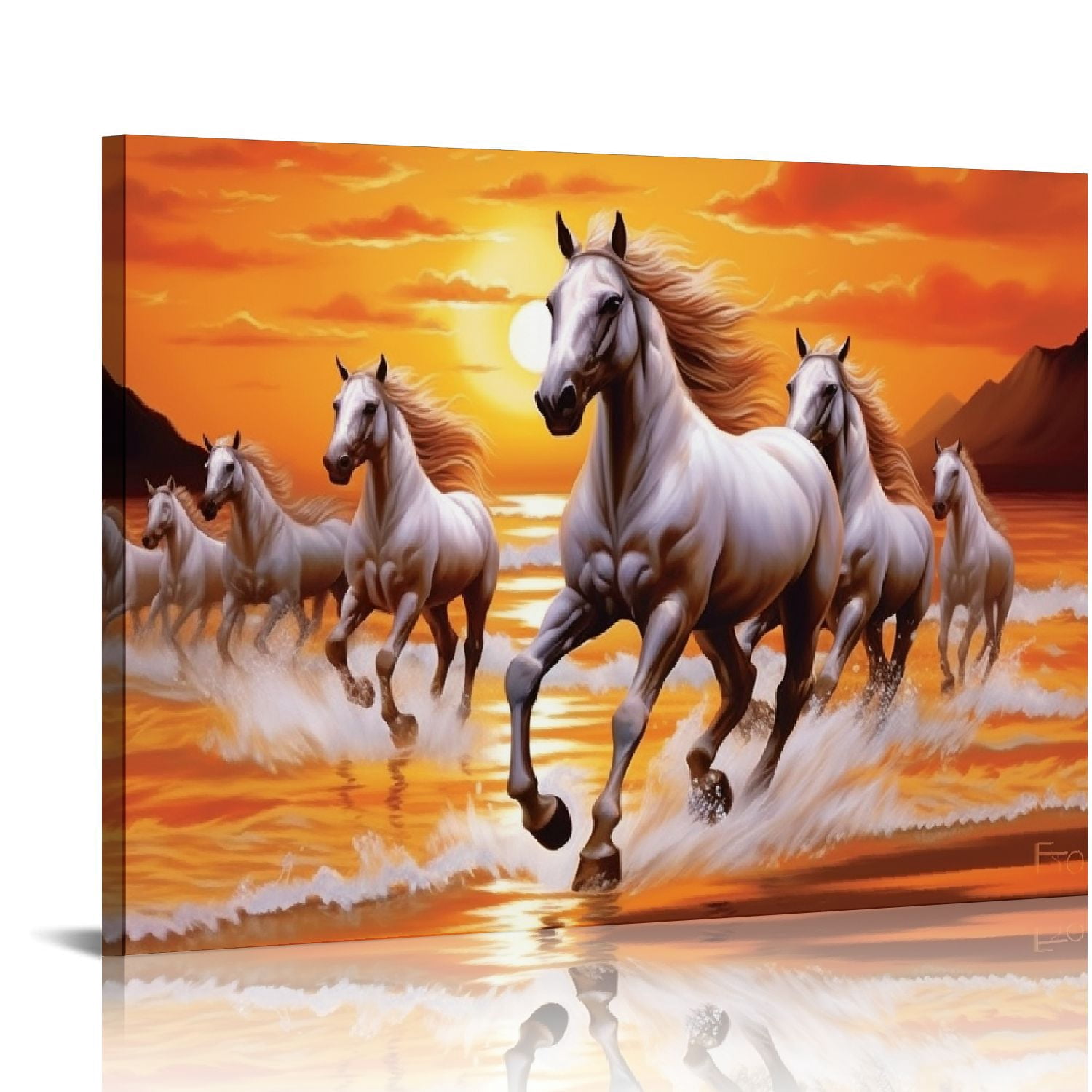 Nawypu Seven Lucky Running Wild Horses Wall Art Animal Posters Canvas ...