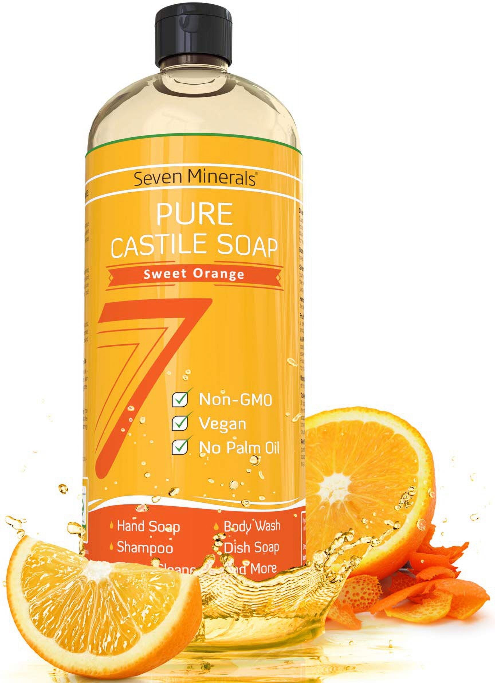 Seven Minerals Castile Soap, Sweet Orange, No Palm Oil, GMO-Free, Baby & Sensitive Skin Wash 33. ...