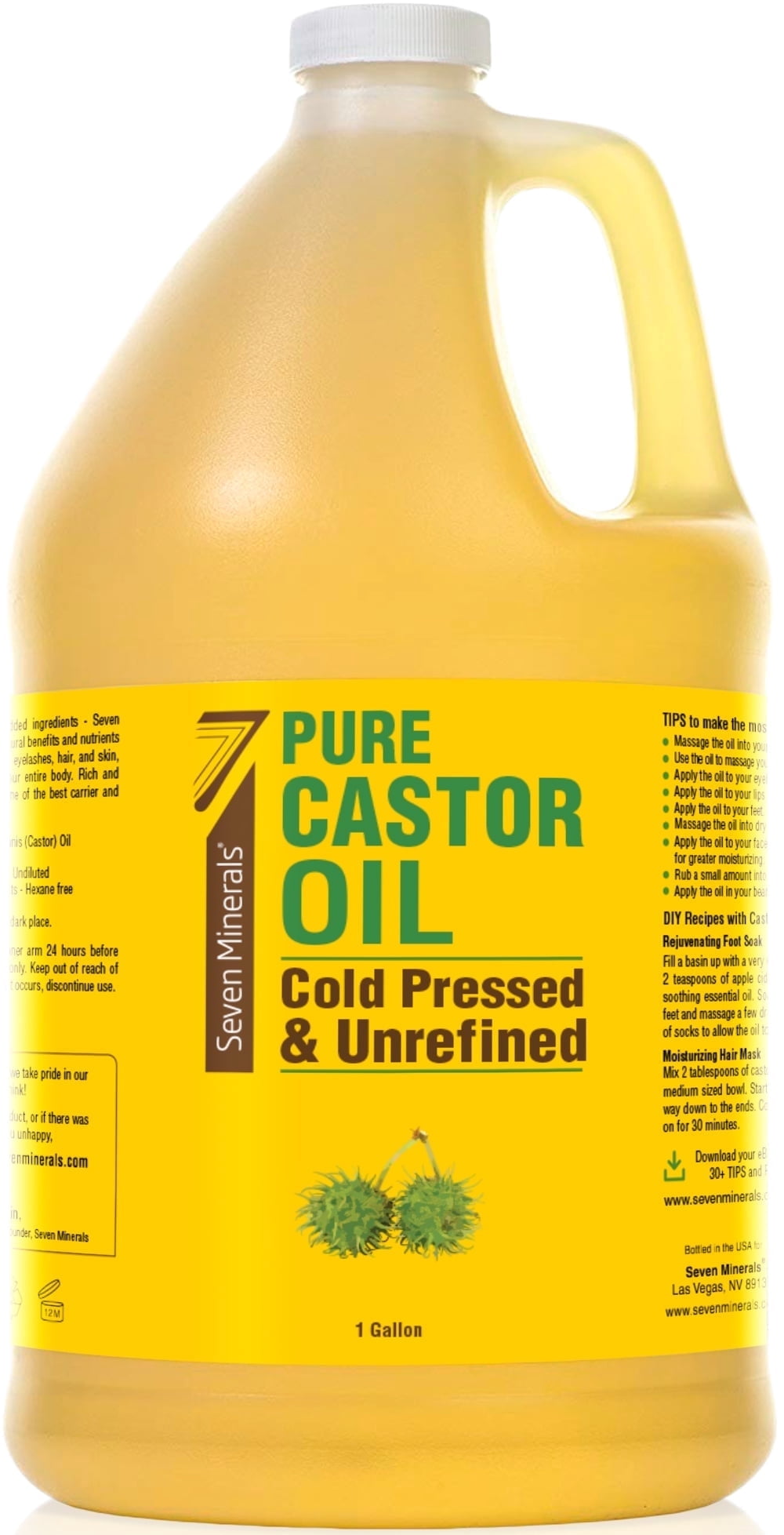 Seven Minerals Castor Oil cold-pressed 128 fl oz - for Hair Growth ...