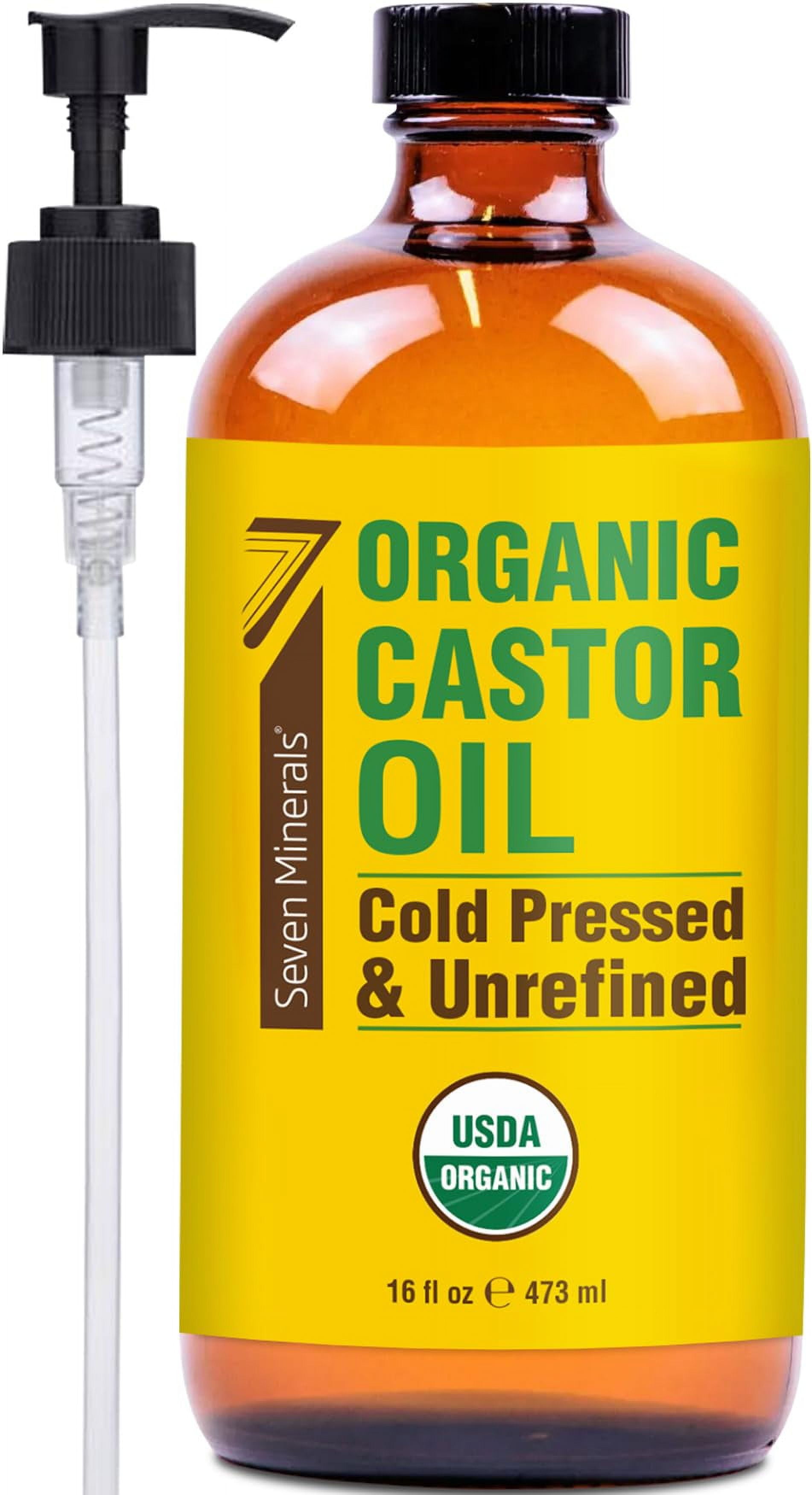 Seven Minerals New 16 fl oz Glass Bottle Castor Oil Organic Cold ...
