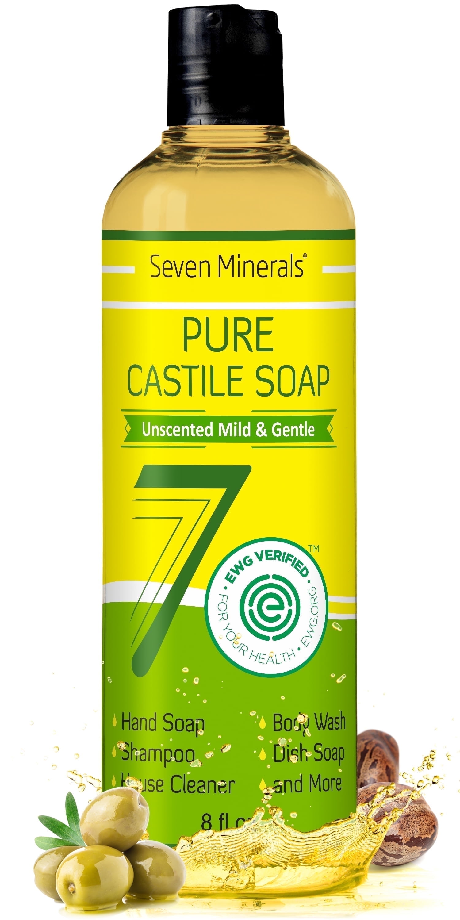 Seven Minerals, Castile Soap, 8 fl oz, Unscented Baby-Safe No Palm Oil ...