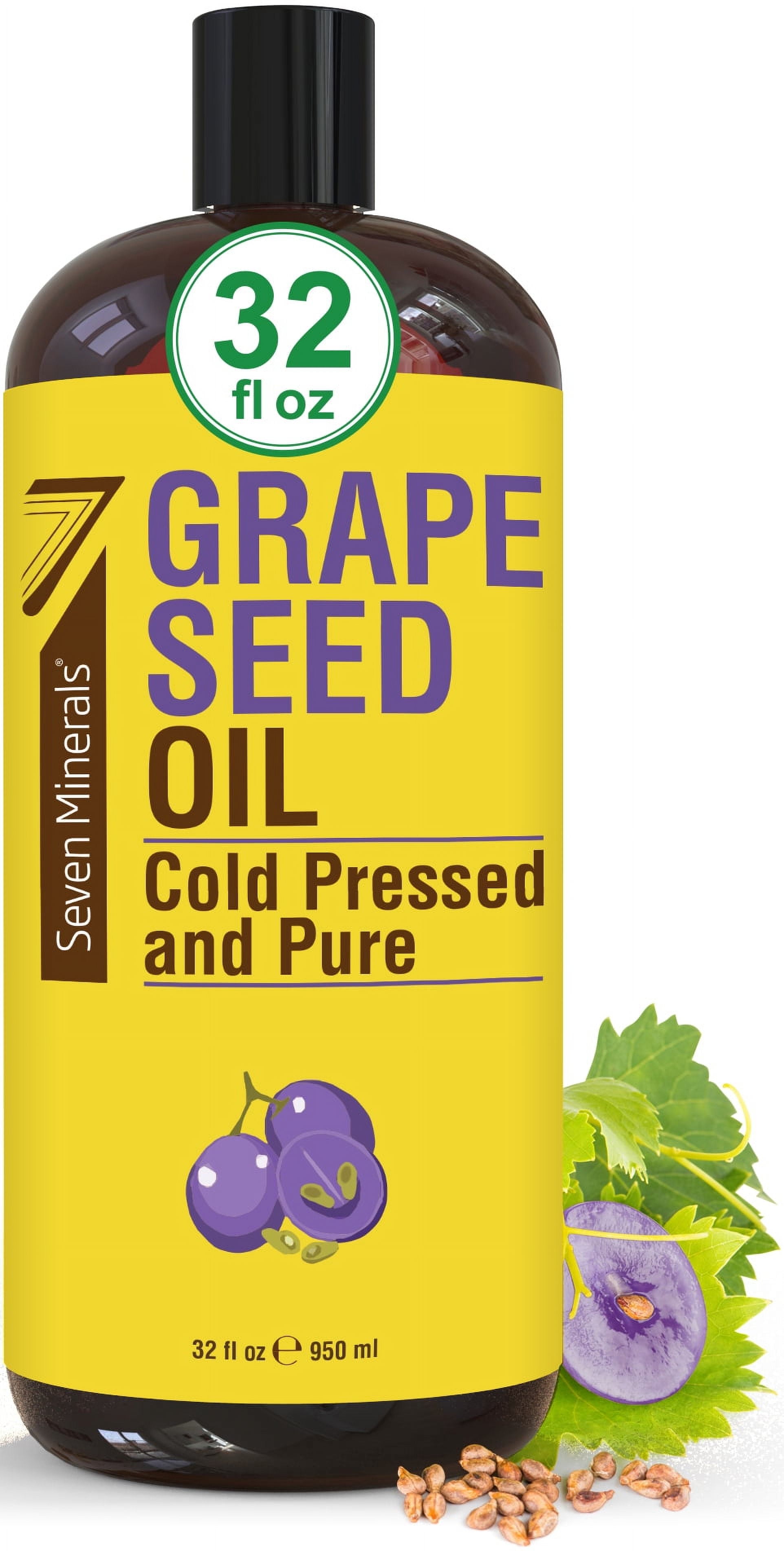 Seven Minerals Pure Cold Pressed Grapeseed Oil, 32 fl oz, Non-GMO ...