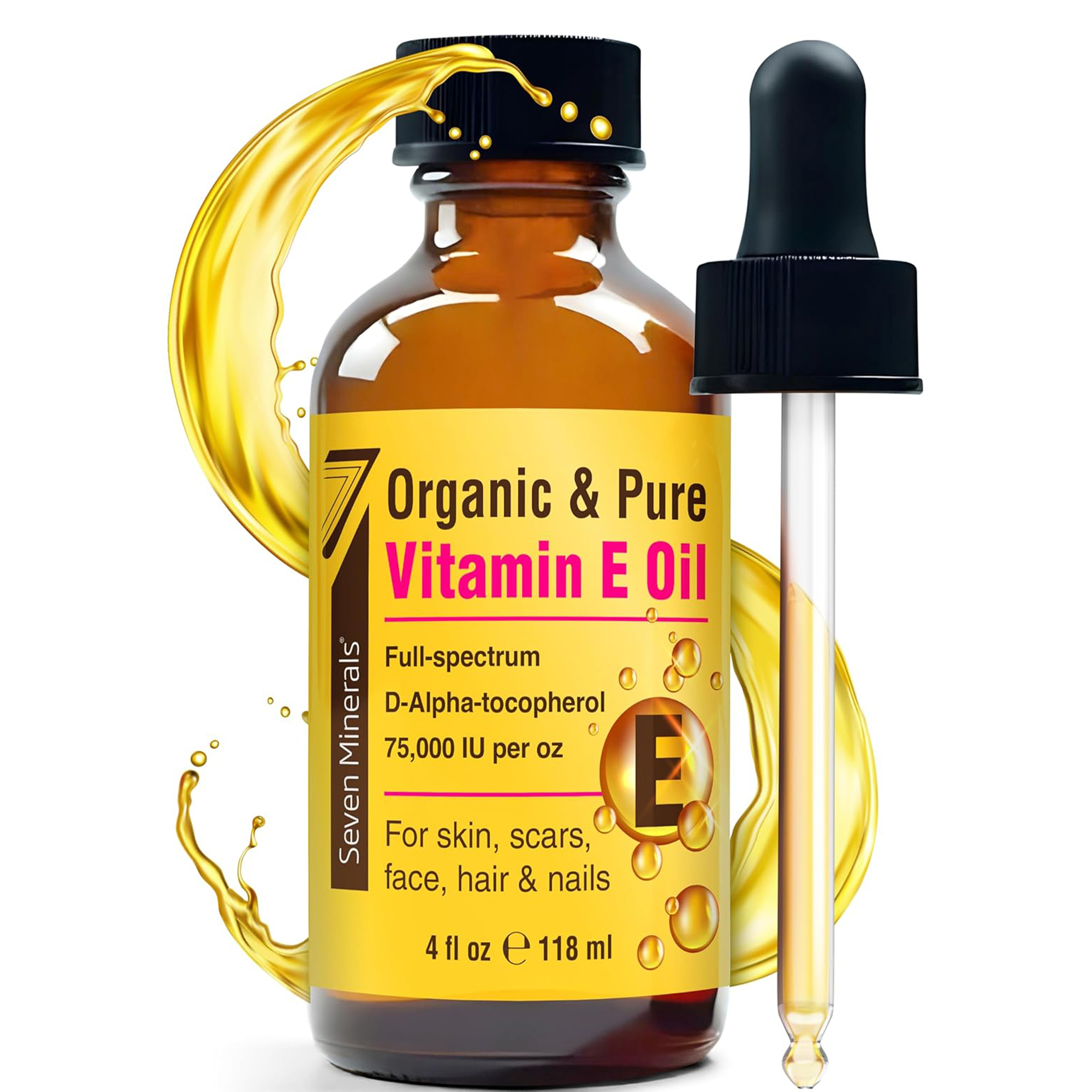 Seven Minerals Ultra Pure Vitamin E Oil - 75,000 IU Full-Spectrum D ...