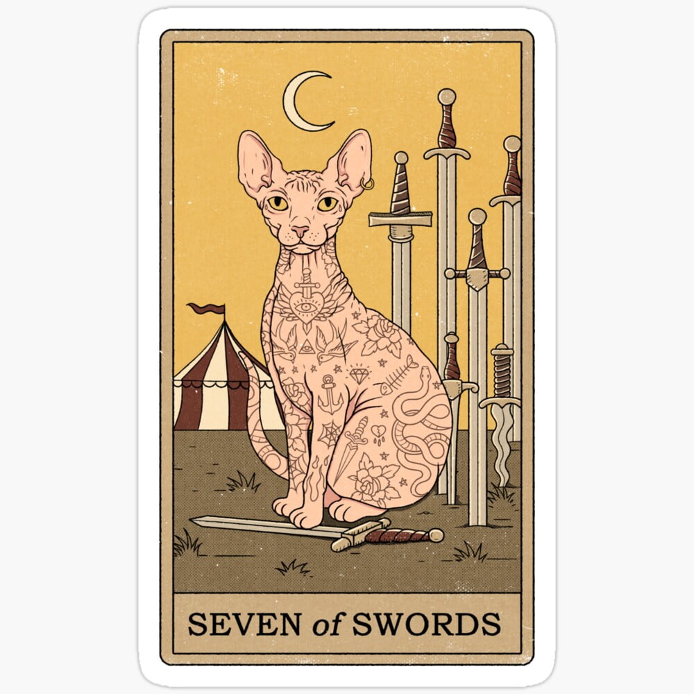 Seven Of Swords Sticker Phone Decal Water Bottle Stickers Car Decals ...