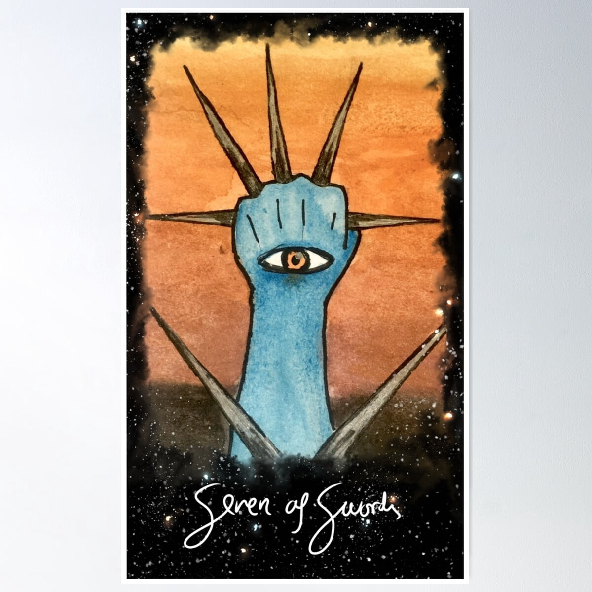 Seven Of Swords: Tarotverse Tarot Deck Poster Wall Art, Modern Wall ...