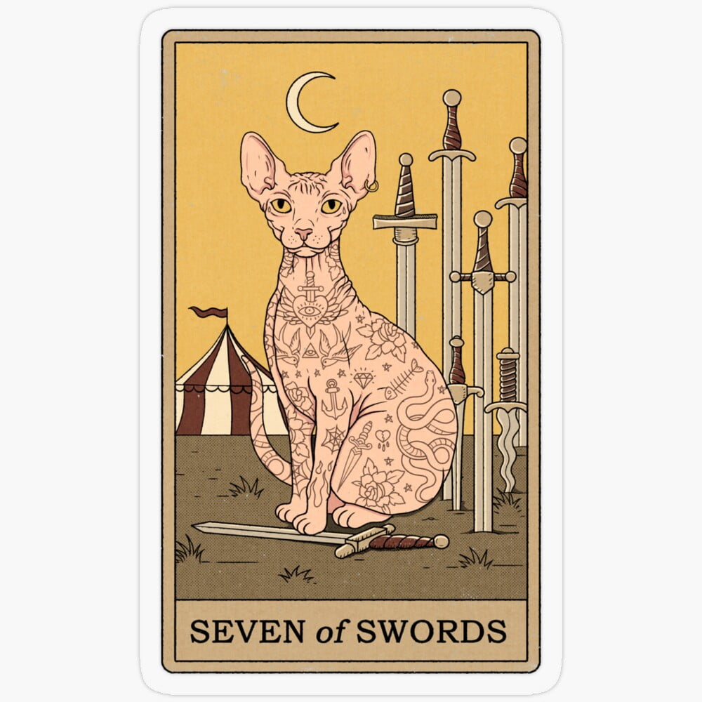 Seven Of Swords Transparent Sticker Phone Decal Water Bottle Stickers ...
