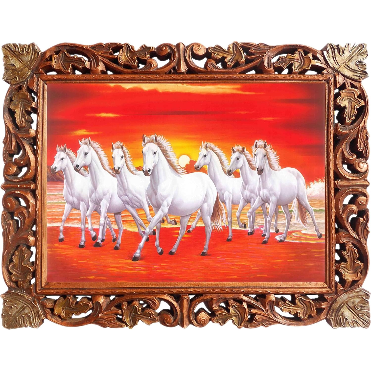 Seven Running Horses Wall Poster - Vastu Shastra Horse Wall Art Framed ...