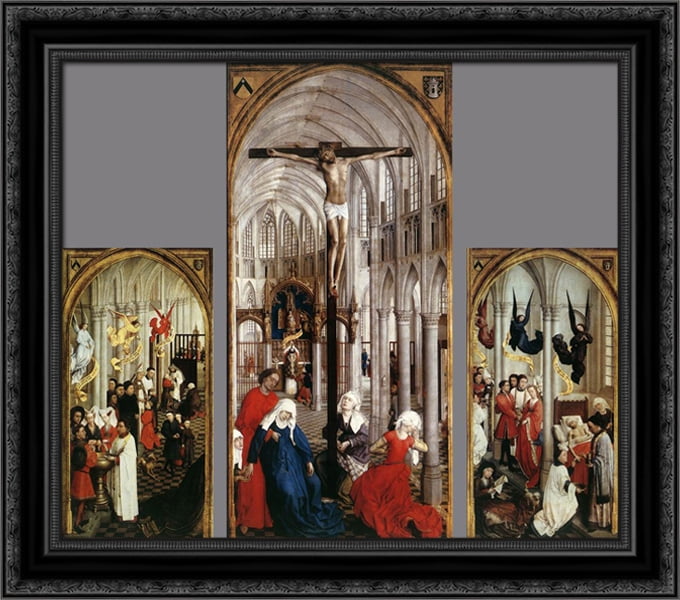 Seven Sacraments Altarpiece 22x20 Black Ornate Wood Framed Canvas Art by Weyden, Rogier van der ...