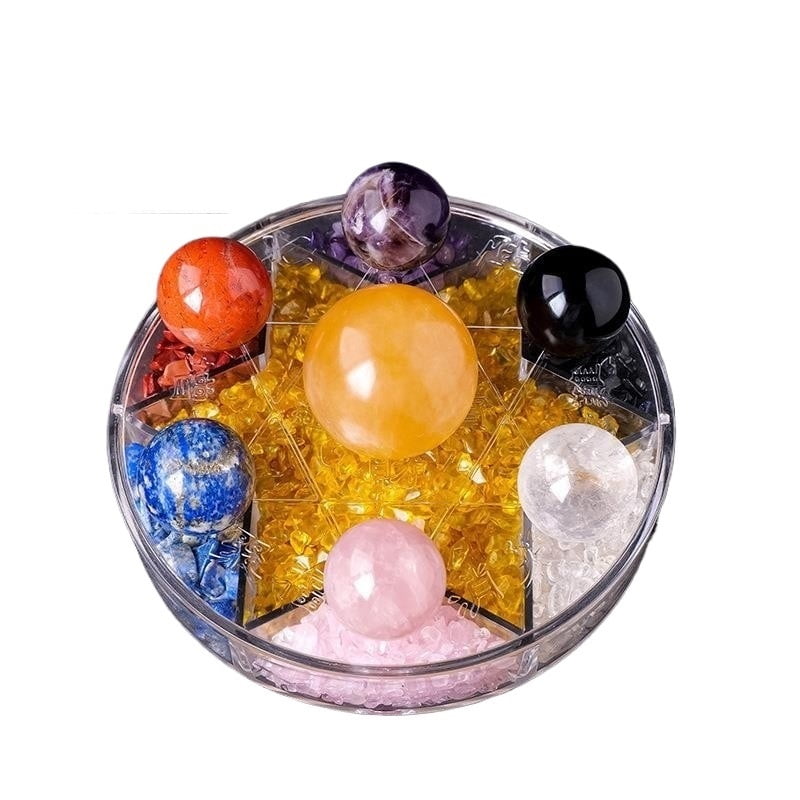 Seven-Star Array Wealth Crystal Balls, Five Elements Crystal Ball Feng Shui Grid for Prosperity ...