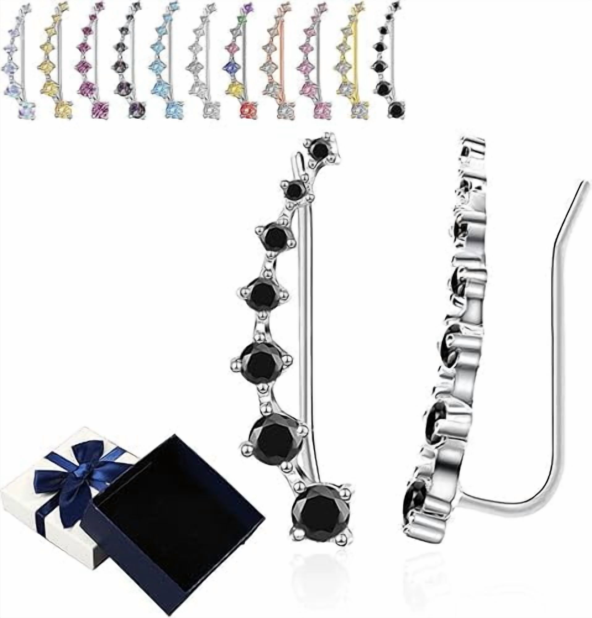 Seven Star Diamond Stud Earrings, 7 Stasr Ear Cuffs for Women, Star ...