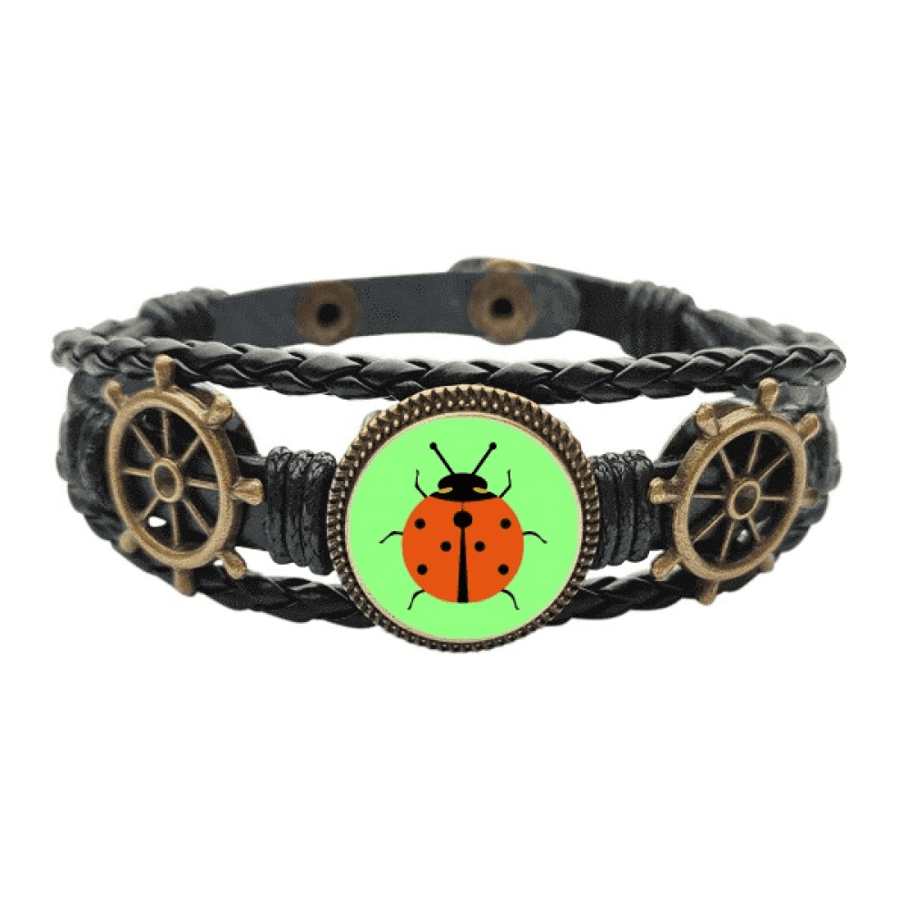 Seven Star Ladybug Animated Pest Insect Leather Braided Ocean Bracelet ...