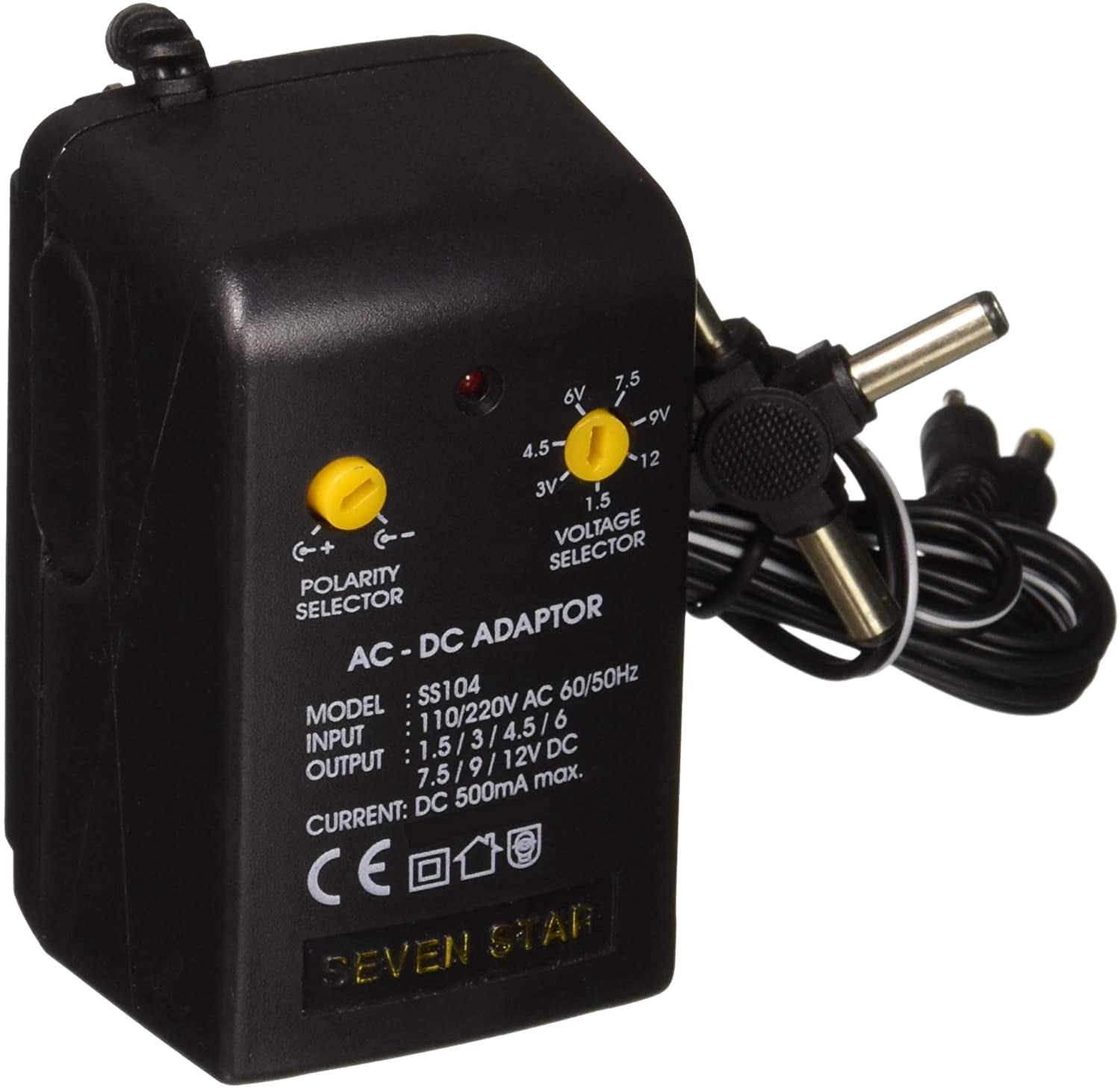 Seven Star SS104 Universal AC to DC Adapter Charger 500mA - Walmart.com