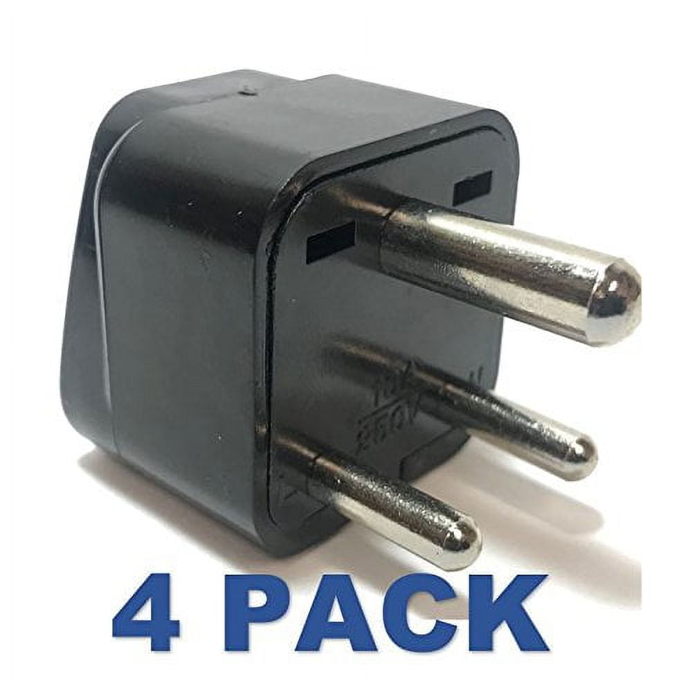 Seven Star Universal Travel Plug Adapters For India & Africa (4 Pack, Universal to India - 3 ...