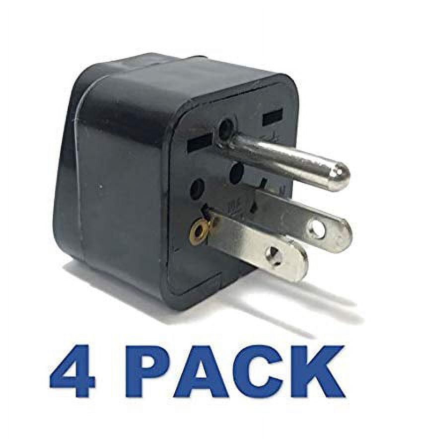 Seven Star Universal Travel Plug Adapters For USA Multi Pack (4 Pack, Universal to USA Grounded ...