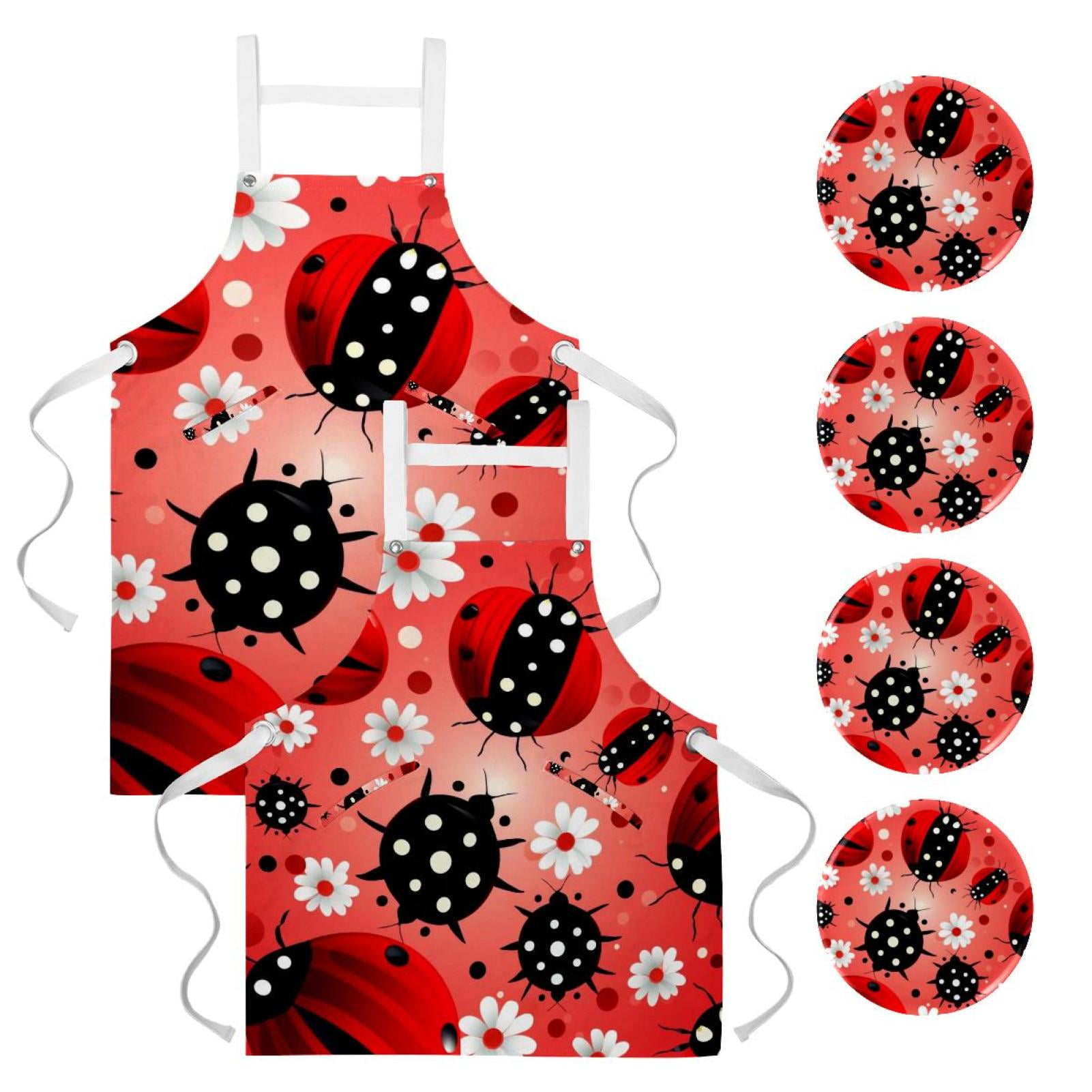 Seven Starred Iadybird Apron Women 2 Pack Waterproof with Pockets and ...