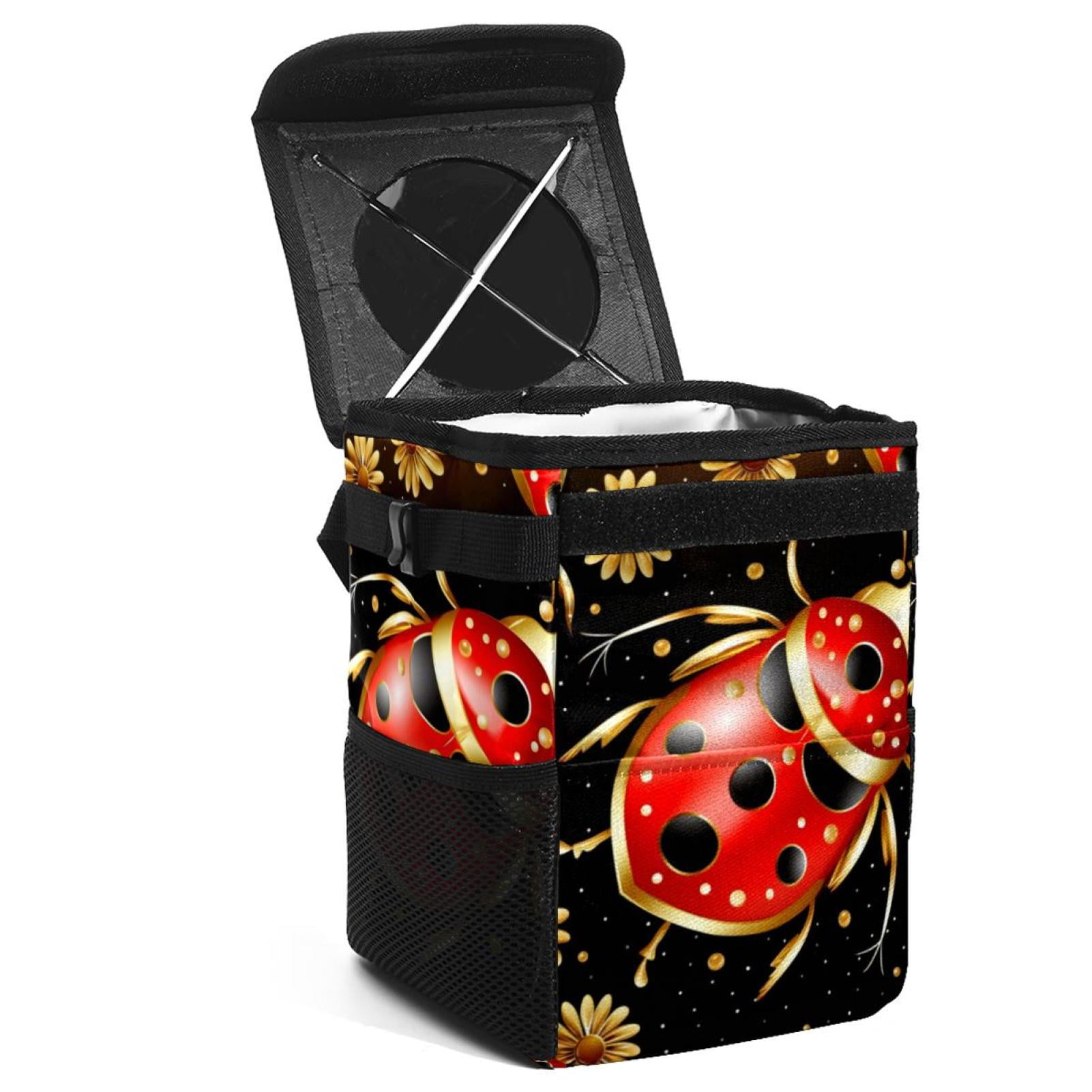 Seven Starred Iadybird Foldable Car Garbage Can with Lid, Leak-Proof ...