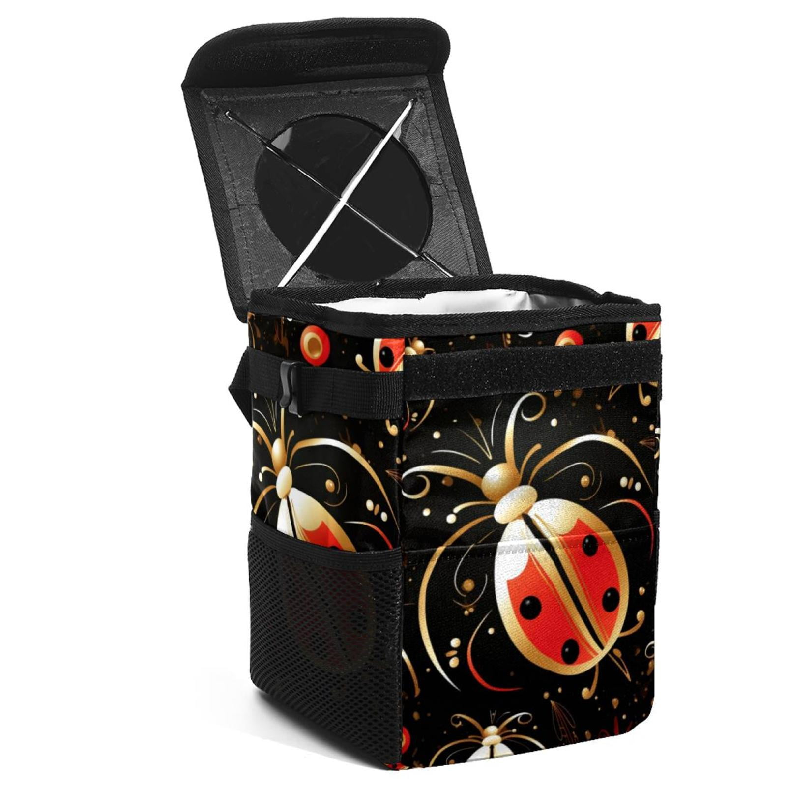 Seven Starred Iadybird Foldable Car Trash Bin with Lid, Leak-proof ...