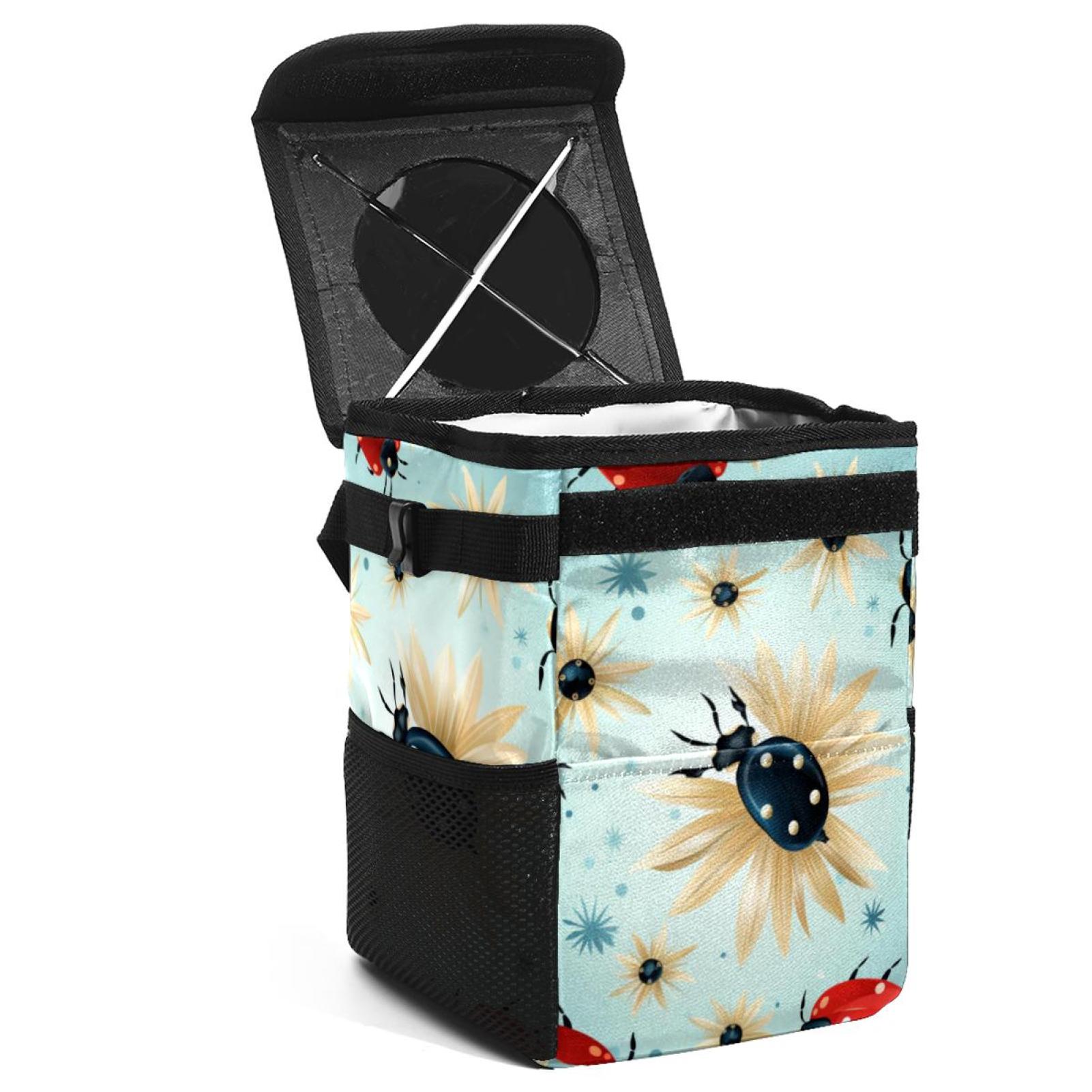 Seven Starred Iadybird Foldable Car Trash Can with Lid, Leak-proof ...