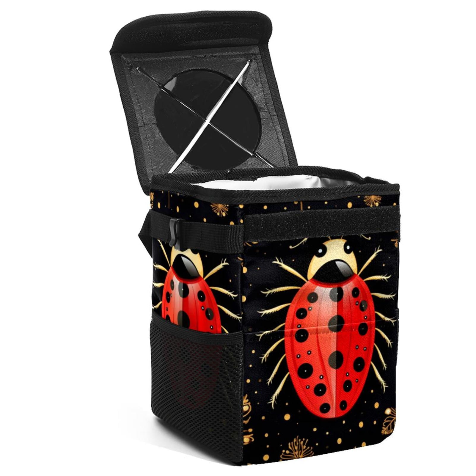 Seven Starred Iadybird Foldable Car Trash Can with Lid and Leak-Proof ...