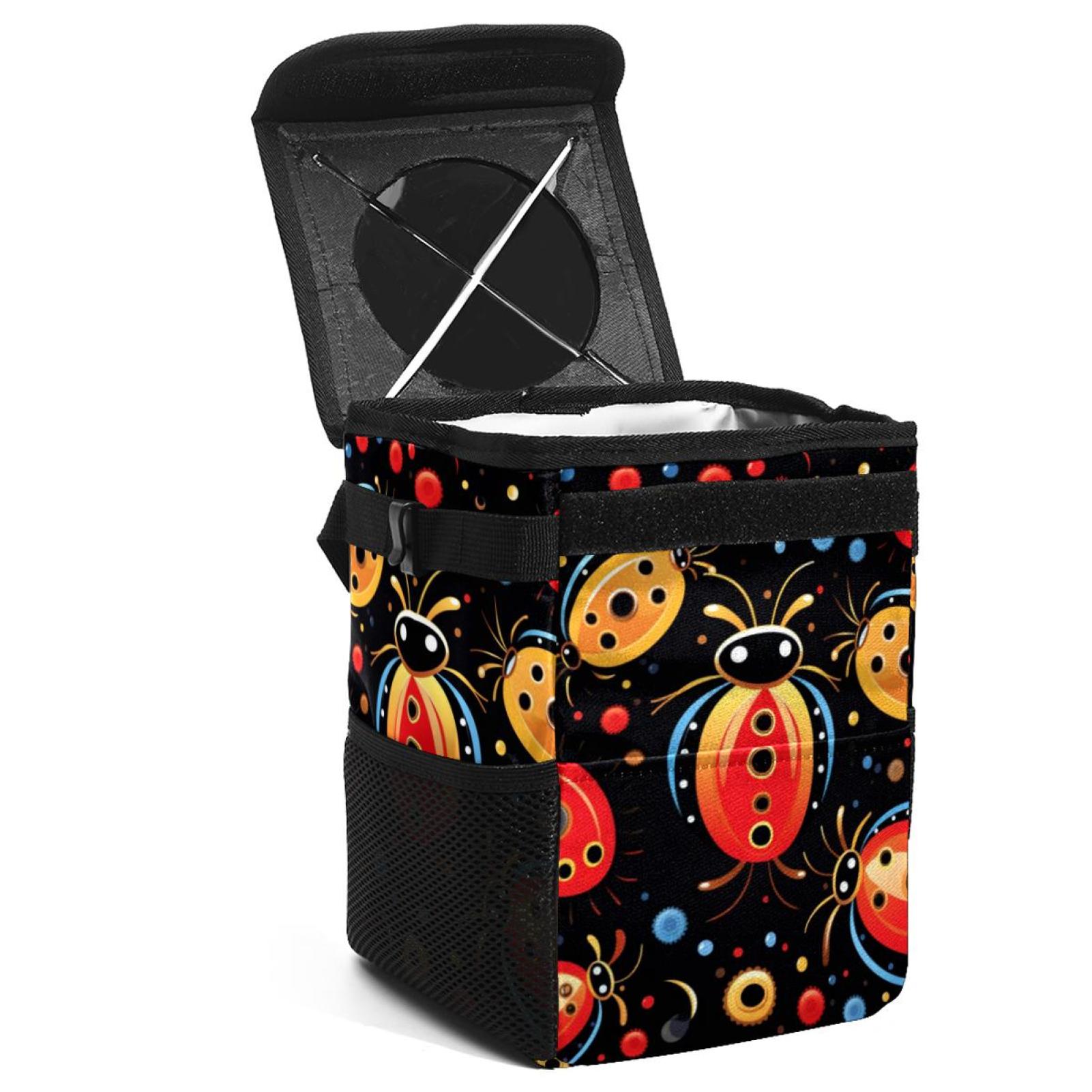 Seven Starred Iadybird Foldable Mini Trash Can for Car with Lid, Leak ...