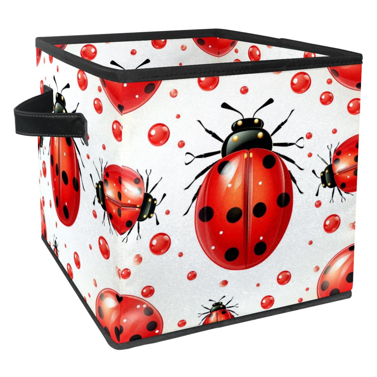 Seven Starred Iadybird Foldable Toy Box with Handle, 10.8"x10.5"x10.6 ...