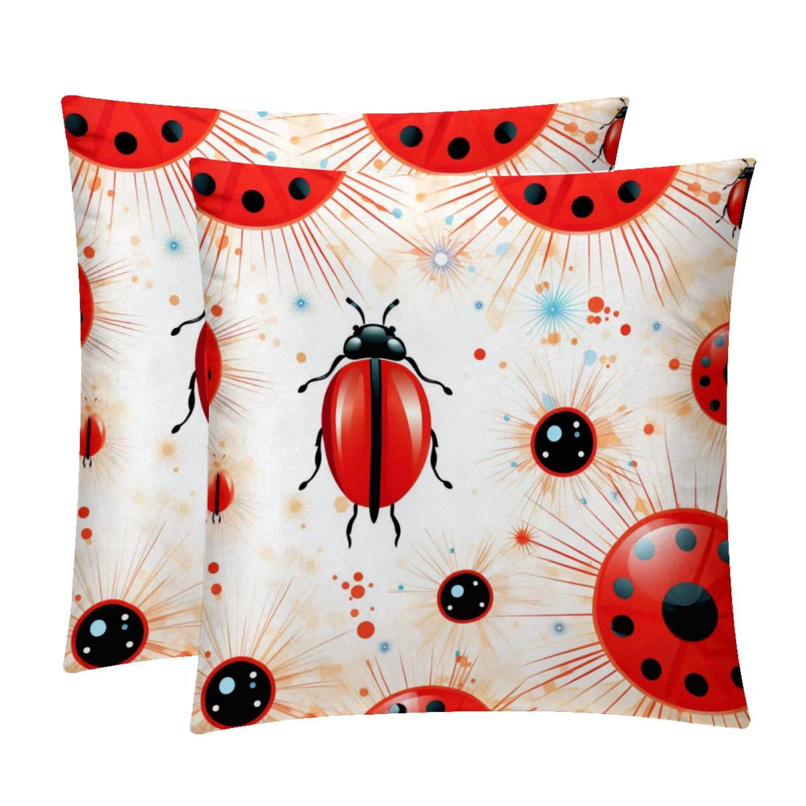 Seven Starred Iadybird Velvet Pillow Covers Set of 2 with Unique ...