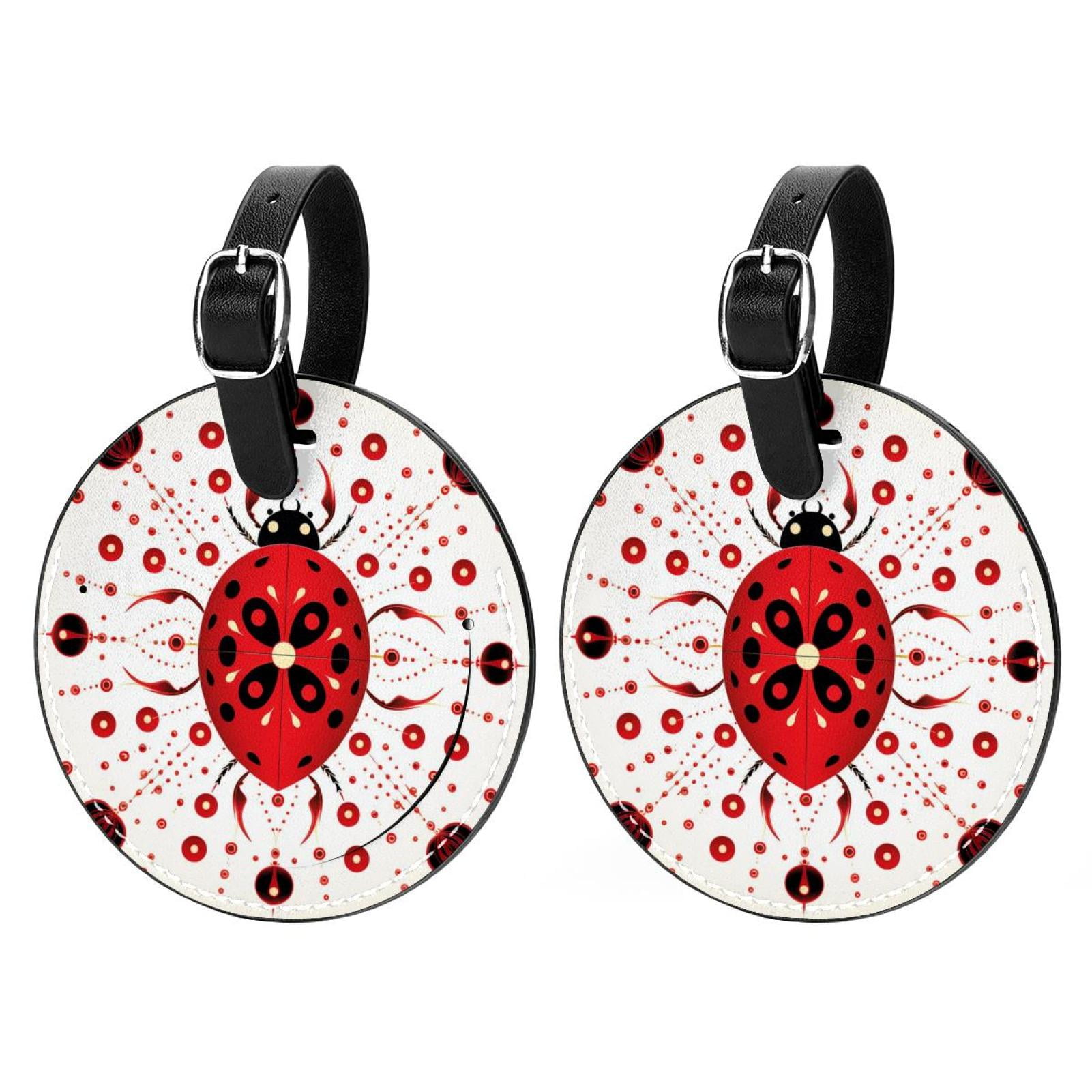 Seven Starred Ladybird 2Pcs PU Leather Round Luggage Tags with Privacy ...