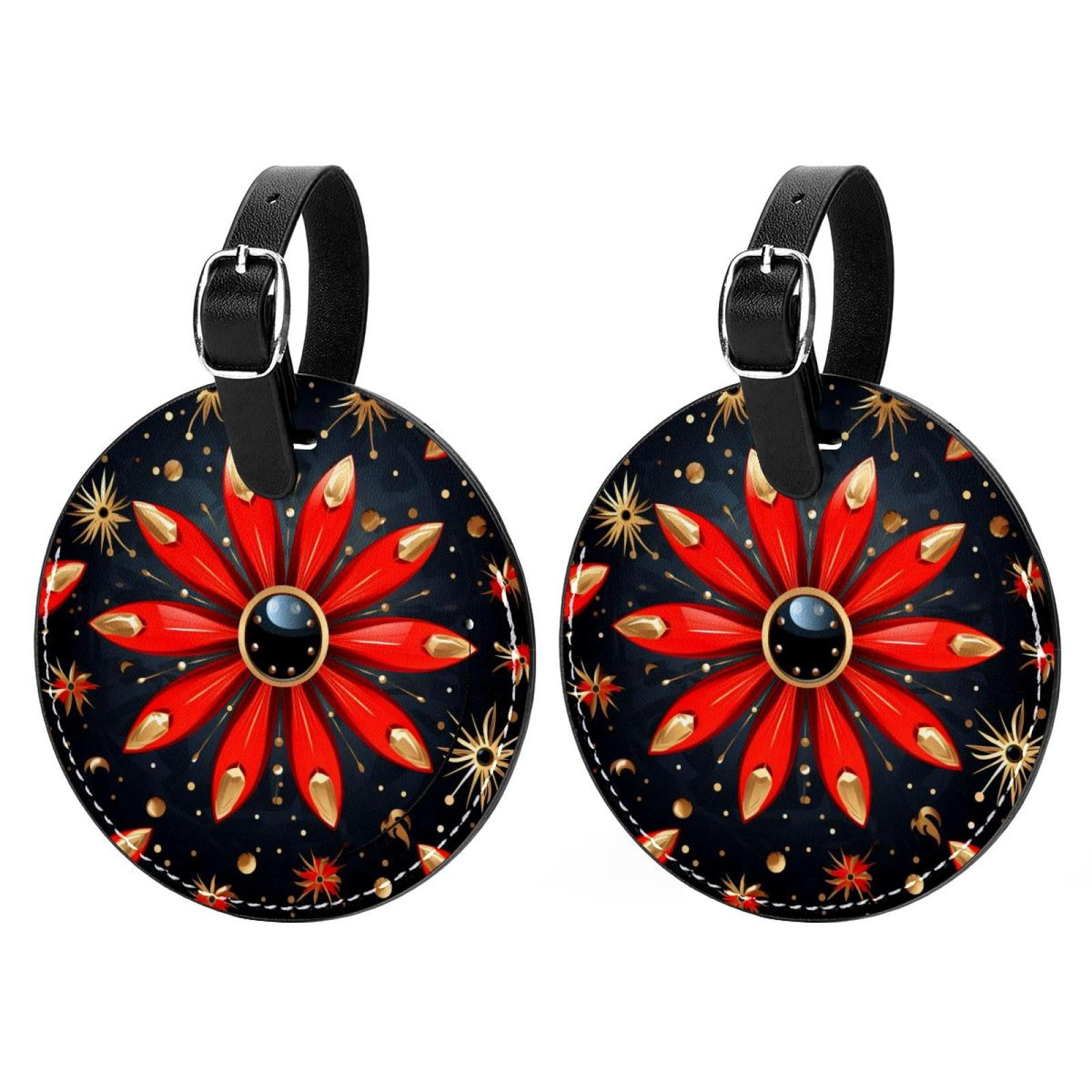 Seven Starred Ladybird 2pcs PU Leather Round Bag Tags with Privacy ...