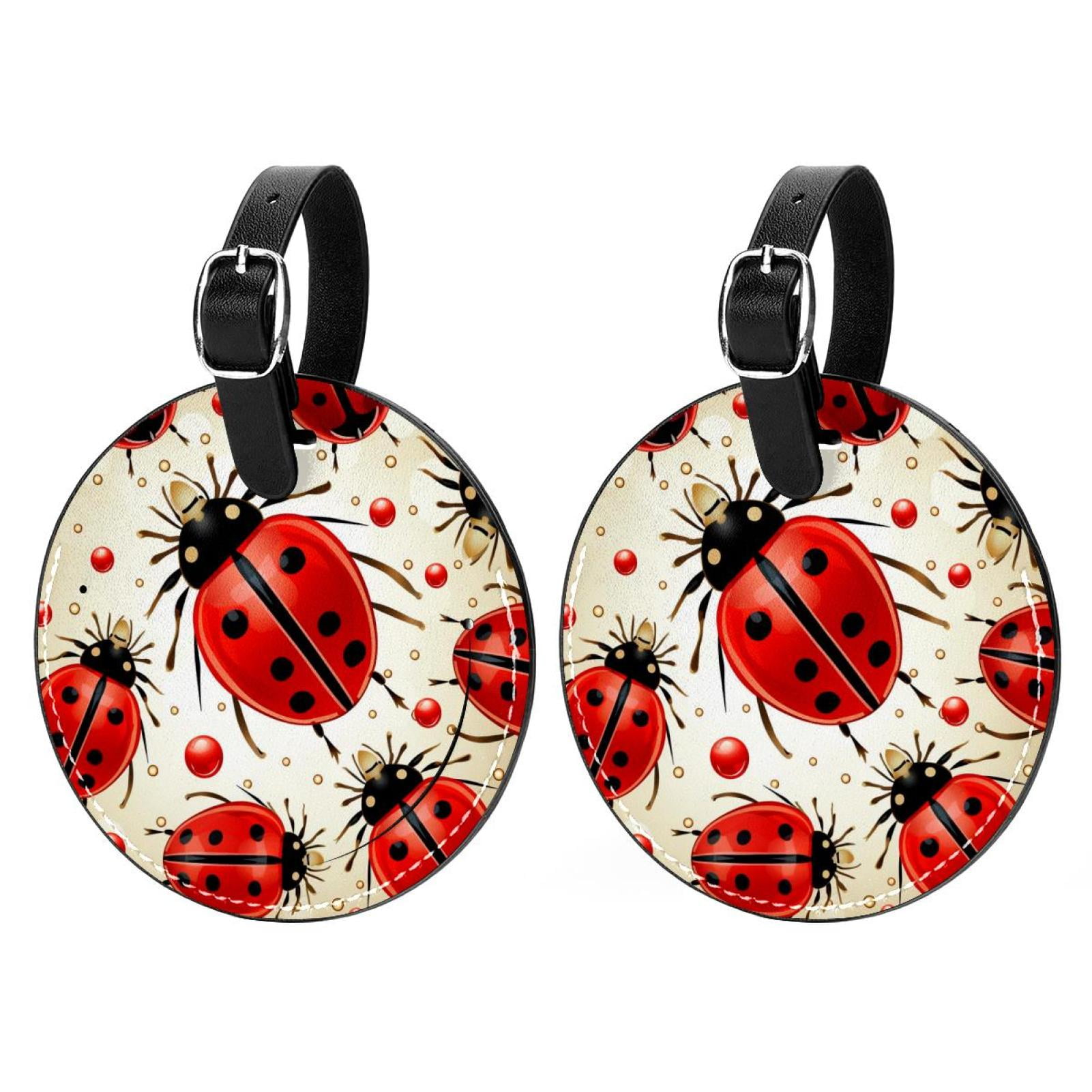 Seven Starred Ladybird 2pcs PU Leather Round Bag Tags with Privacy ...