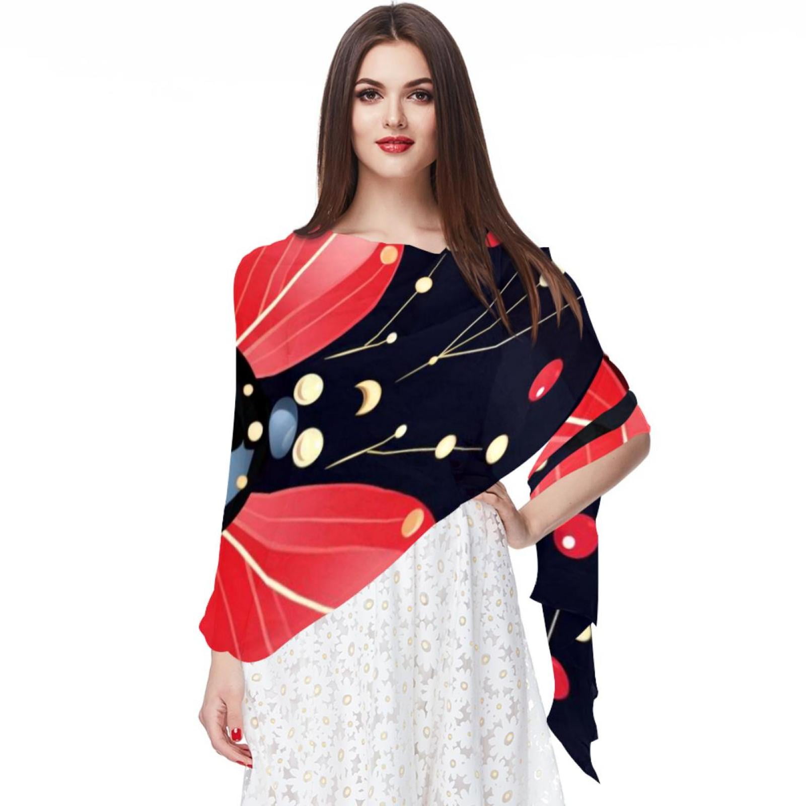 Seven Starred Ladybird Breathable Chiffon Yarn Silk Head Scarf 180*73 ...