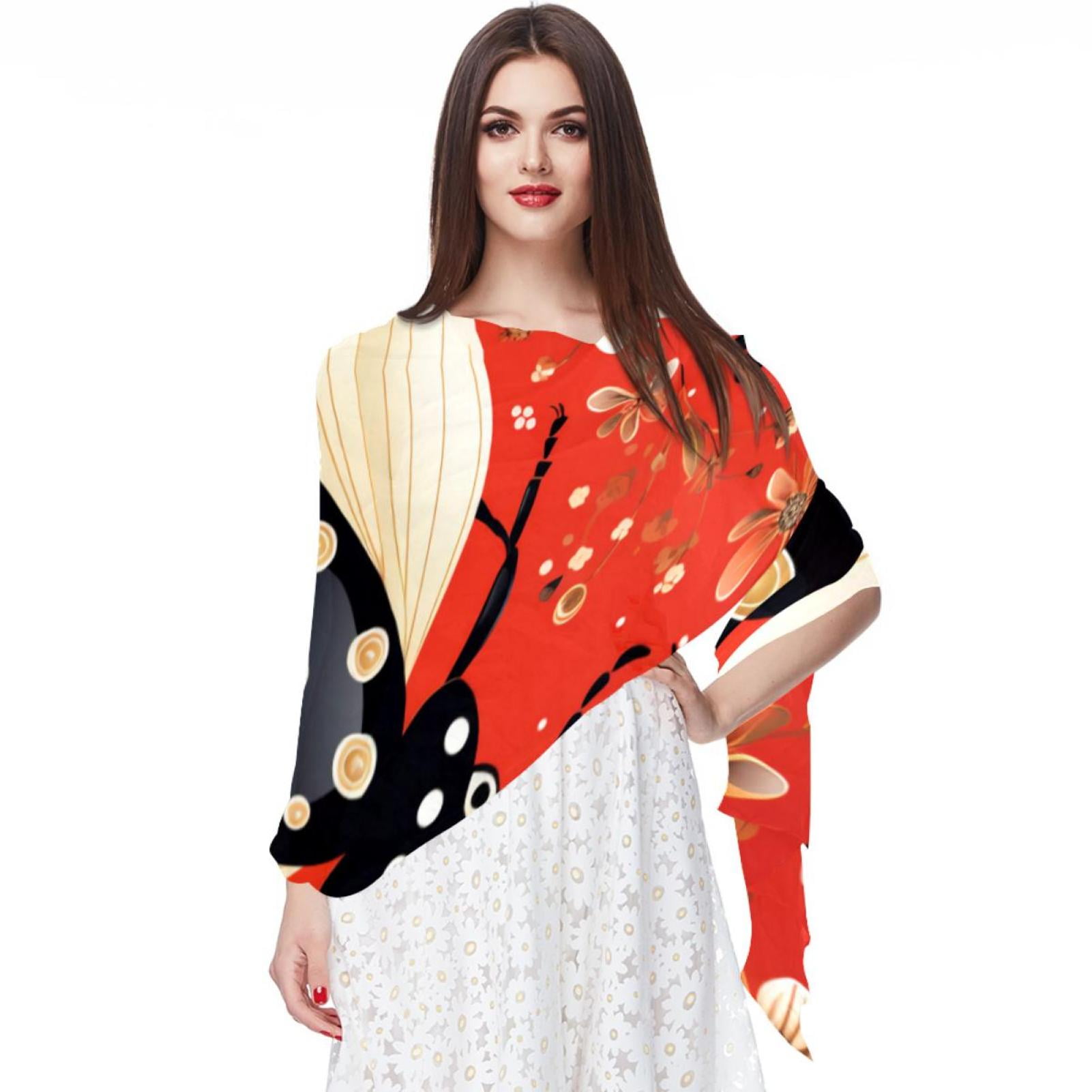 Seven Starred Ladybird Chiffon Head Scarf for Women - Translucent ...