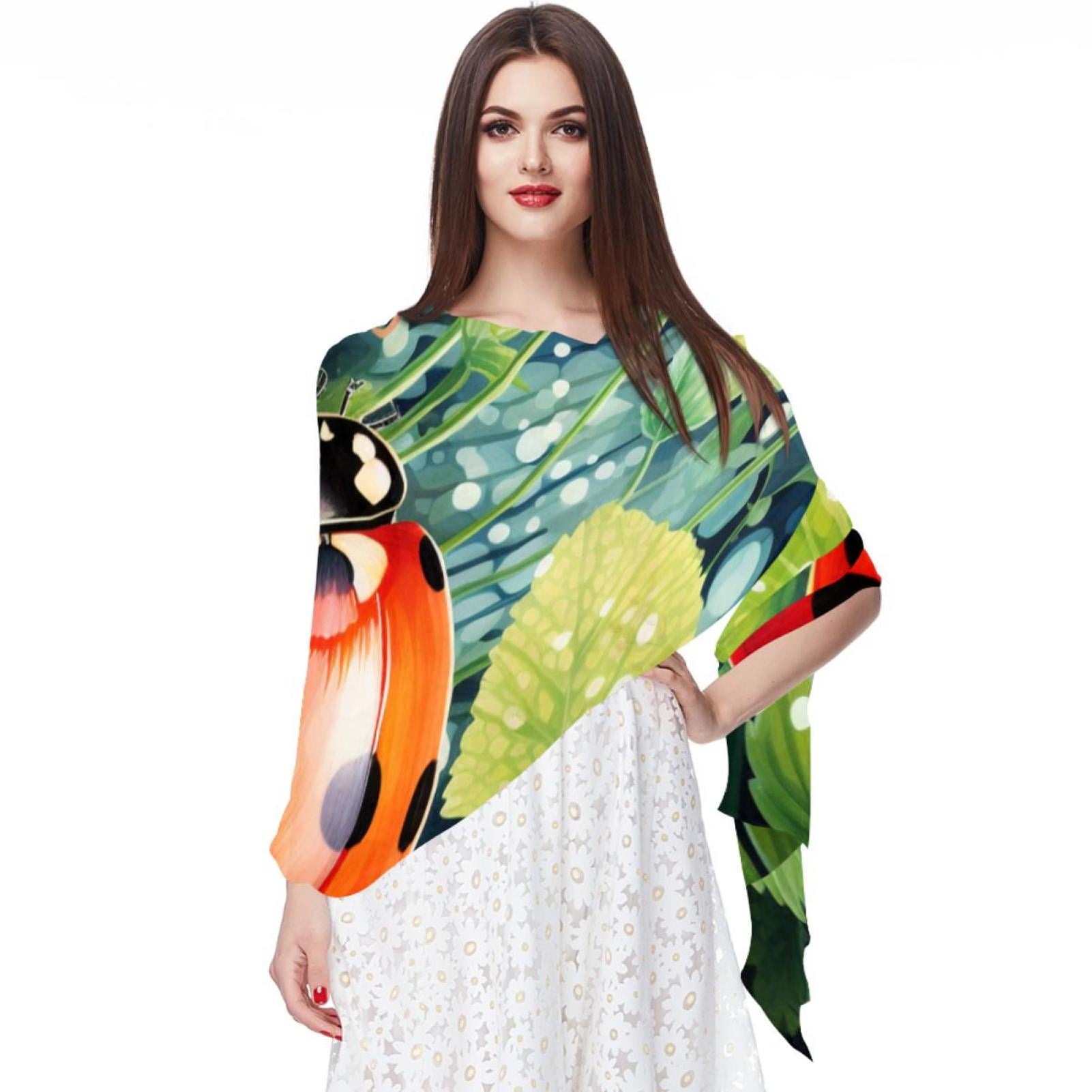 Seven Starred Ladybird Chiffon Head Scarf for Women - Translucent ...