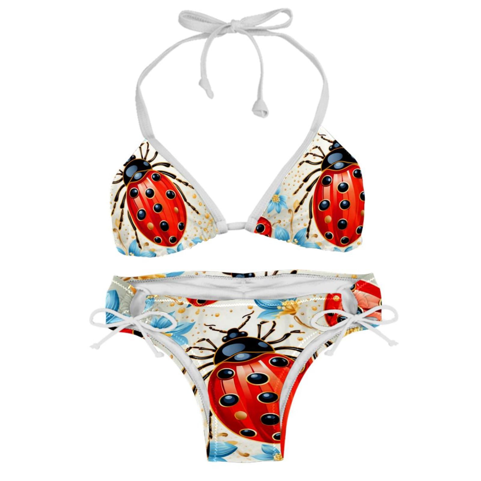 Seven Starred Ladybird Detachable Sponge Adjustable Strap Bikini Set ...