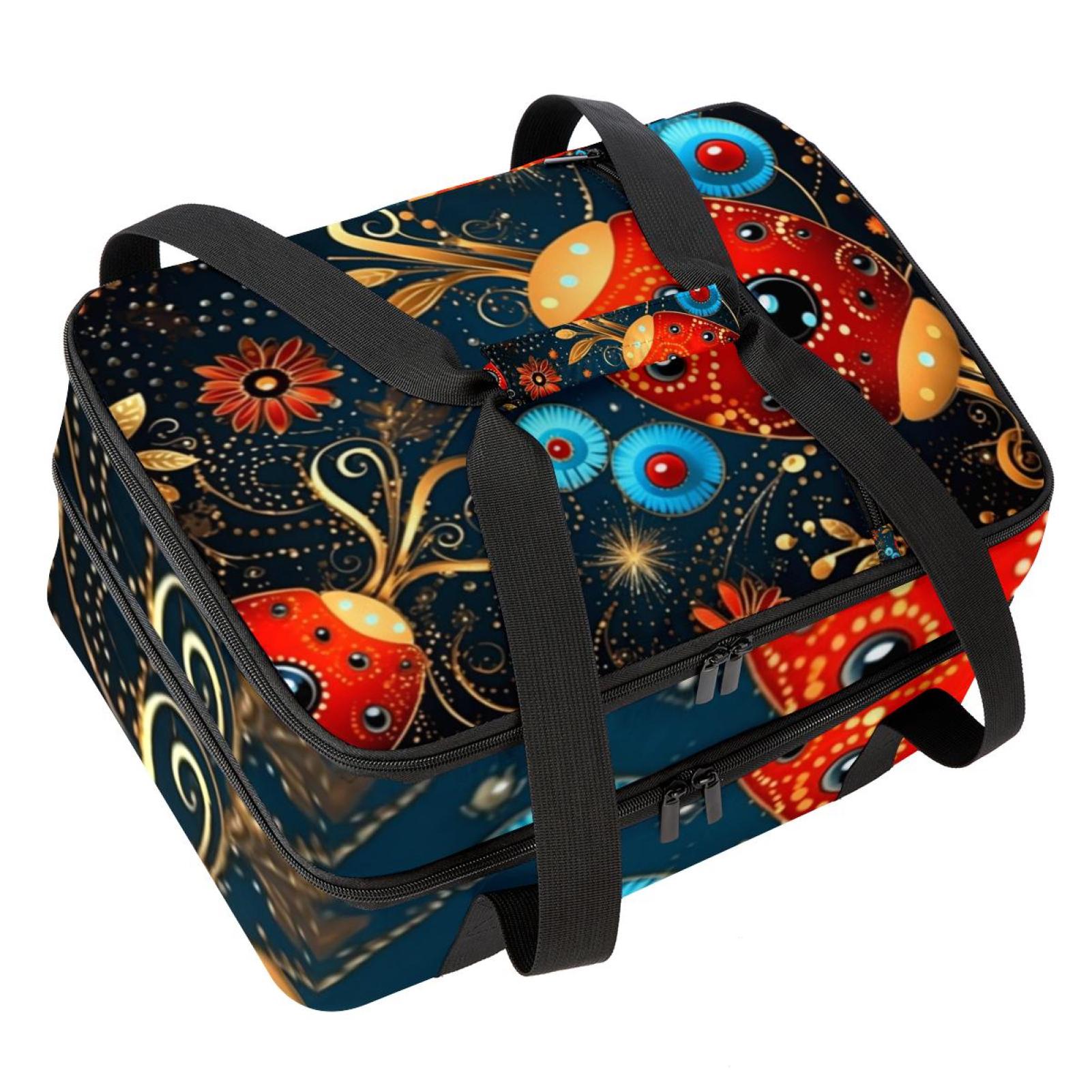 Seven Starred Ladybird Double Layered Insulated Lunch Bag with Two ...